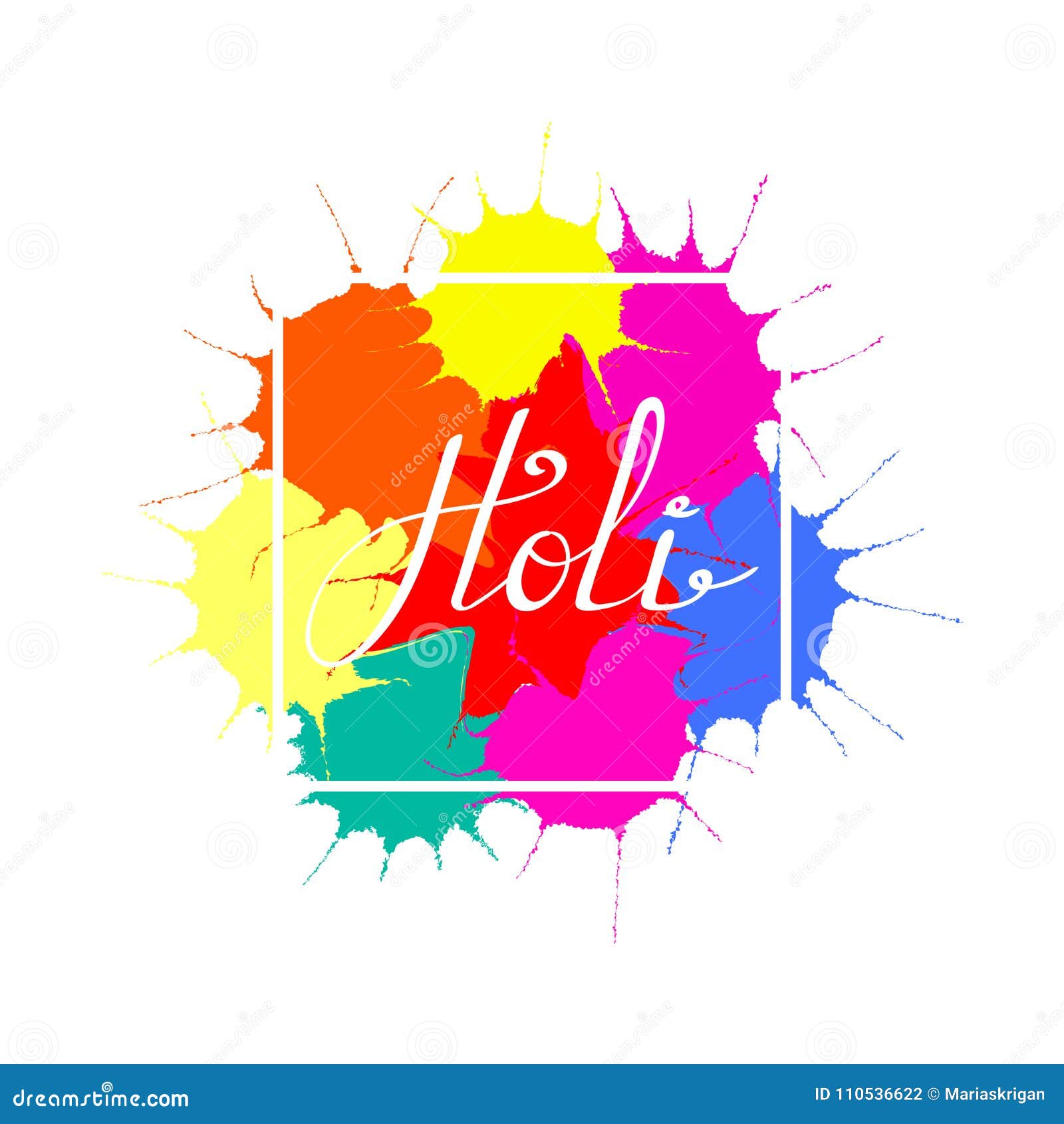 Colorful Holi lettering stock vector. Illustration of hinduism - 110536622