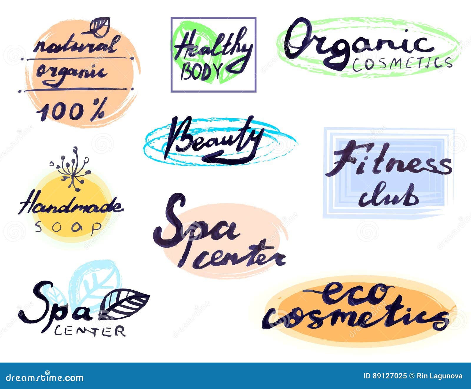 Hand Written Spa Center Signs Isolated on White, VECTOR Stock Vector ...