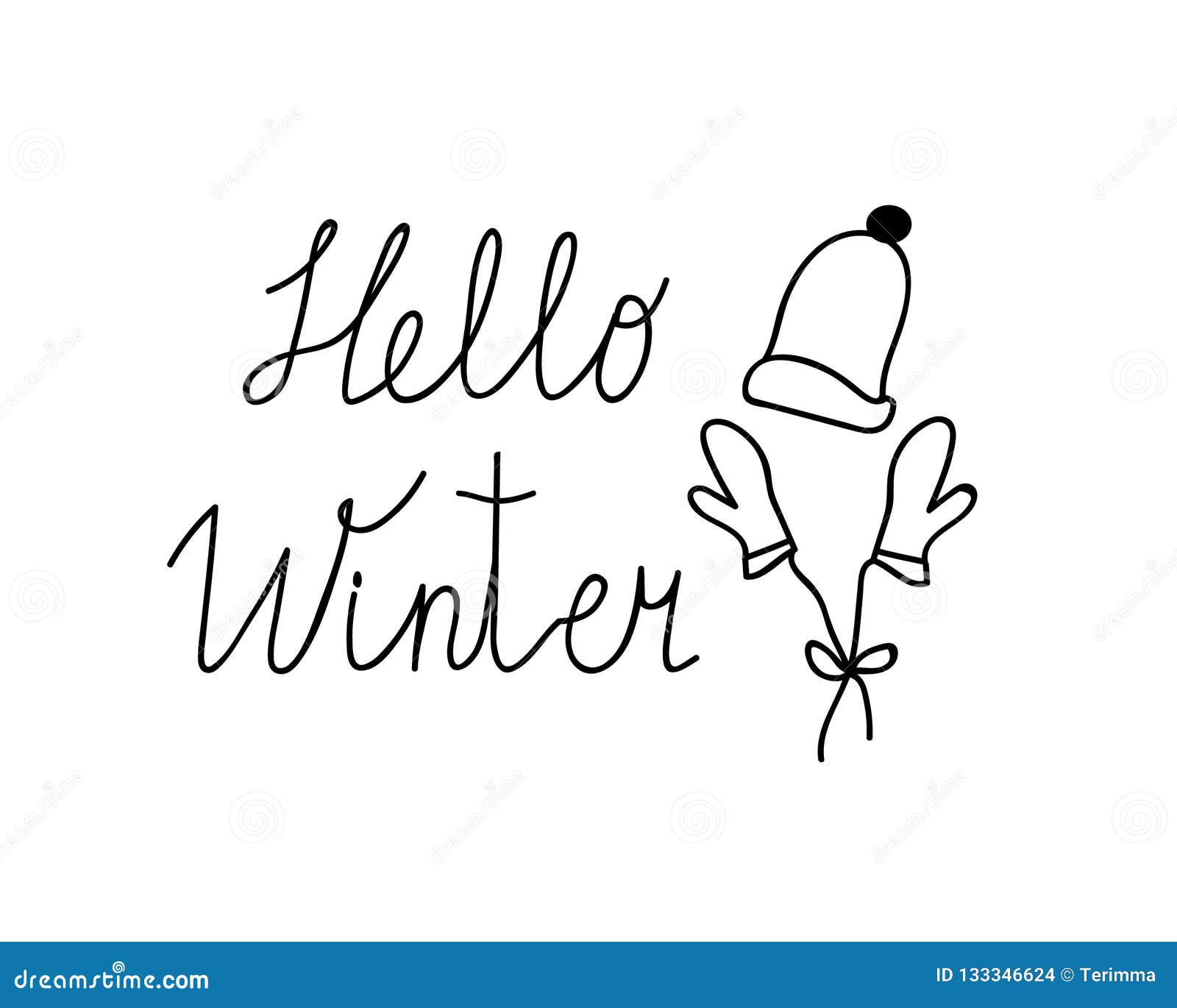 Hand Written Text `Hello Winter` Stock Vector - Illustration of season ...