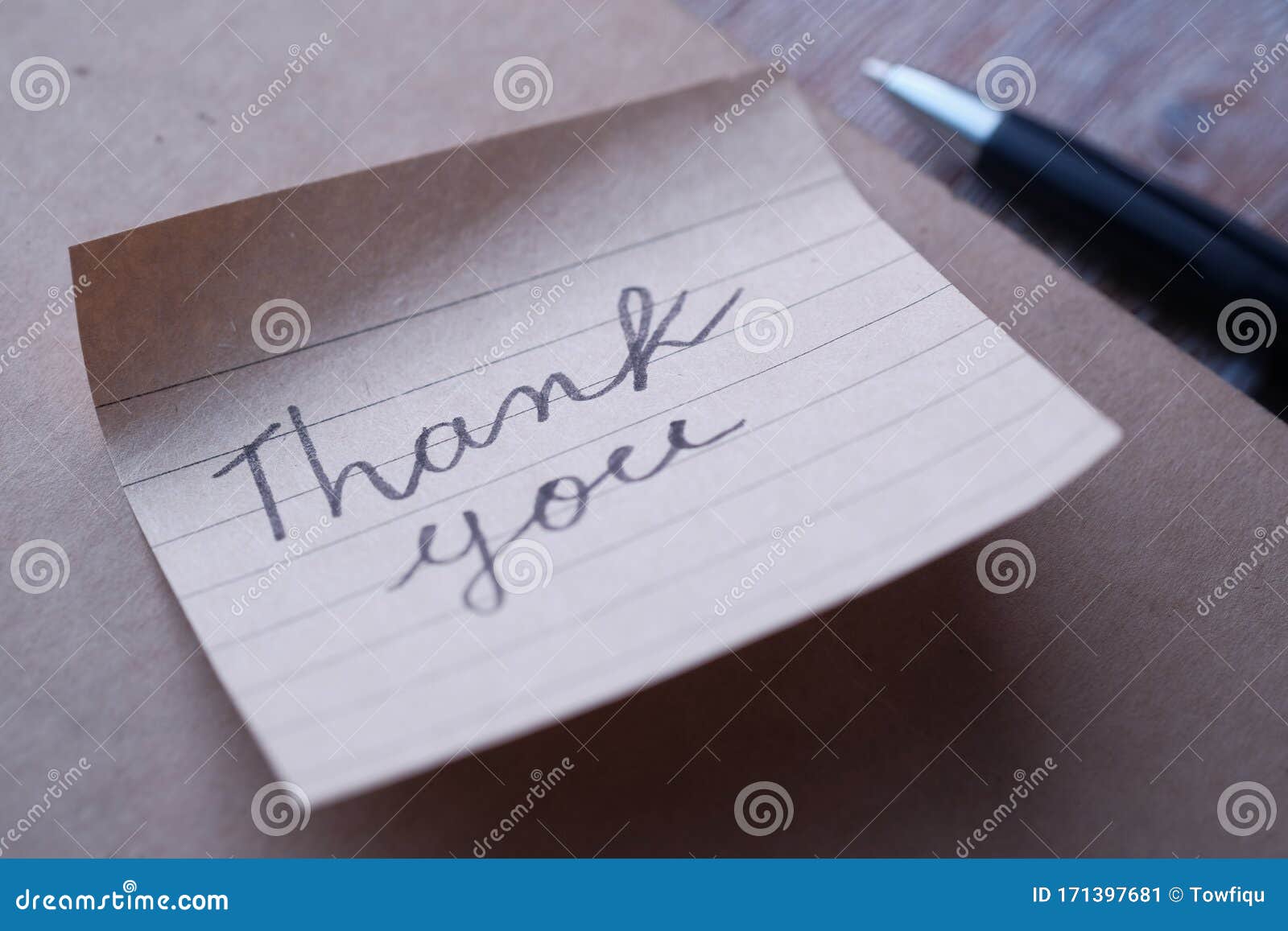 Hand Written Thank You Note on Paper Stock Image - Image of handwriting ...