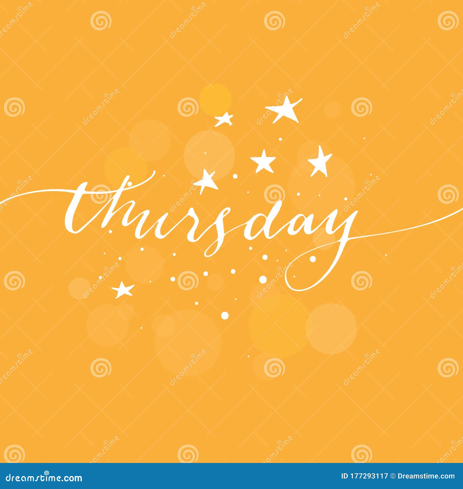 Hand Written Thursday Phrase on Orange Background Stock Vector ...