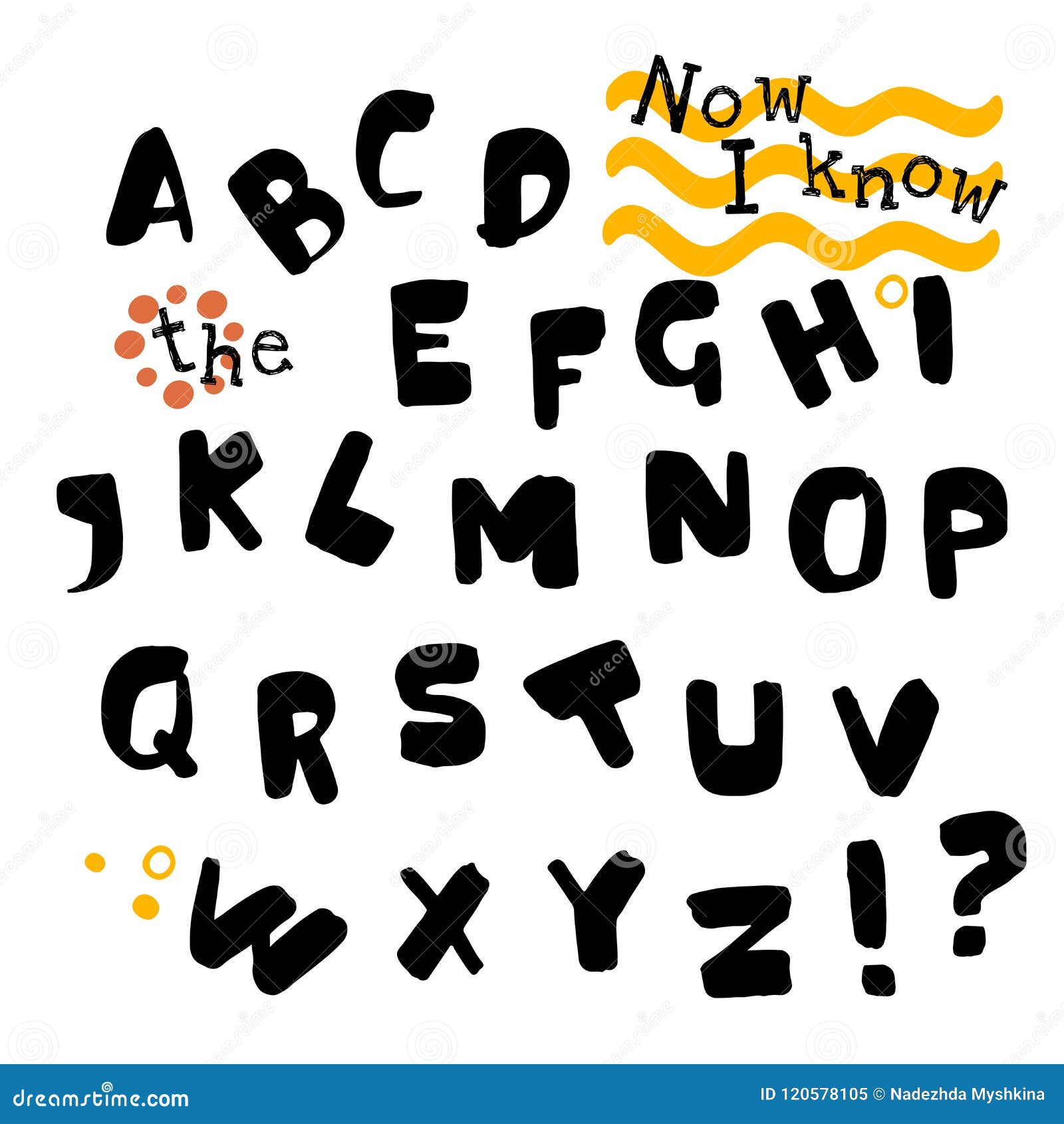 Hand Written ABC Isolated on White Background Stock Vector ...