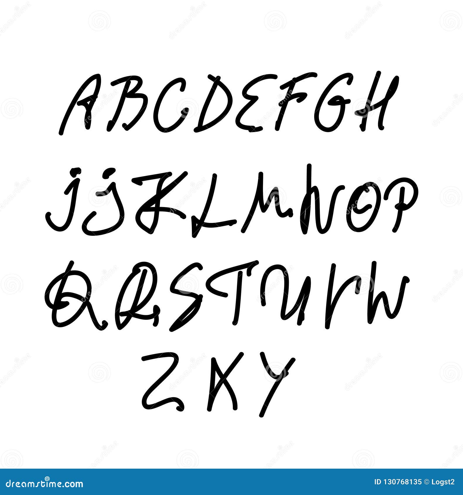 Hand Written Vector Alphabet Stock Vector - Illustration of calligraphy ...