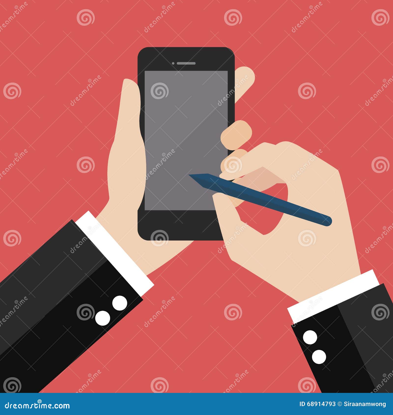Hand Writting on Smartphone Stock Vector - Illustration of concept ...