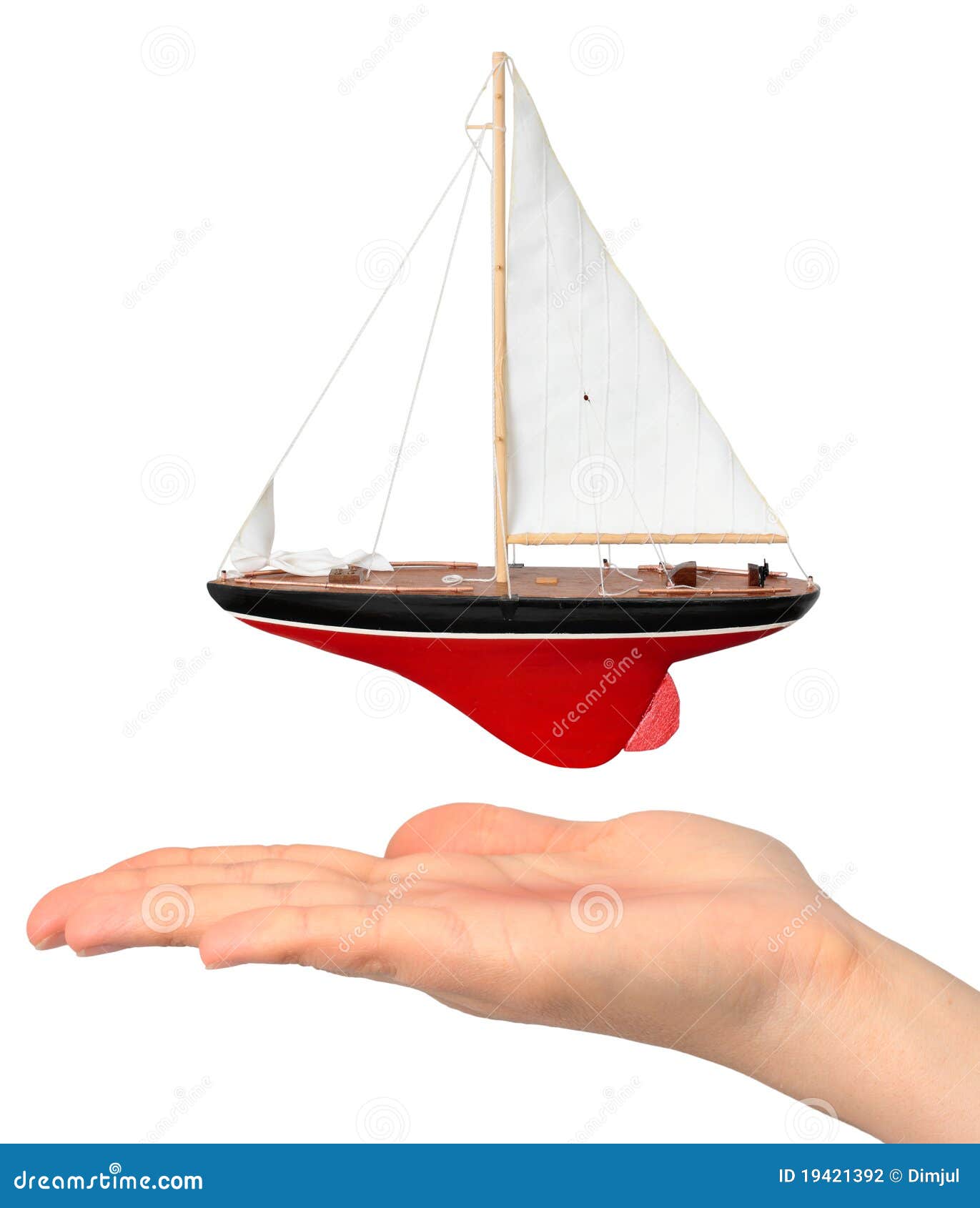 Hand with yacht model stock photo. Image of transportation - 19421392