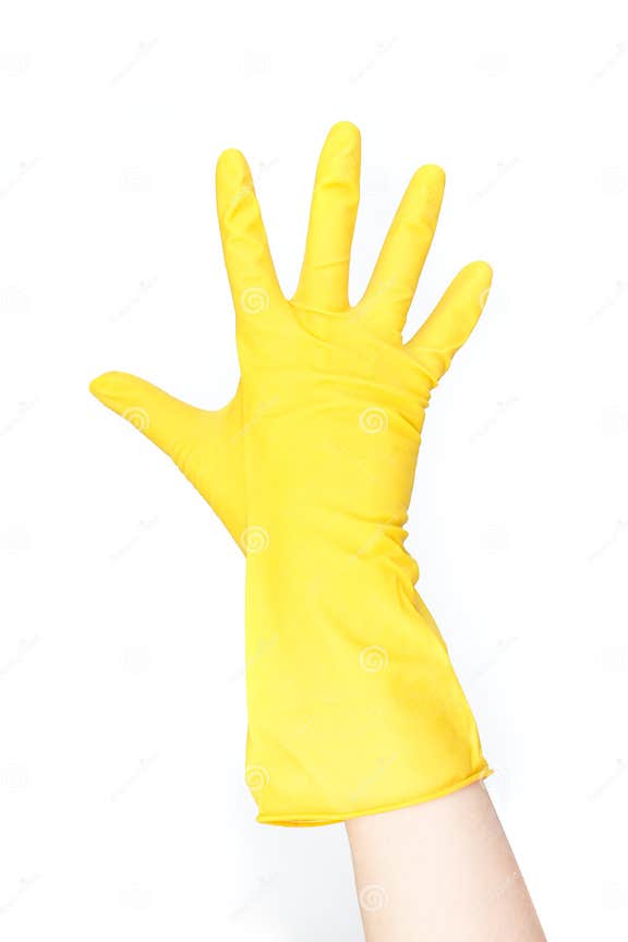 Hand with yellow glove stock image. Image of industry - 26515299