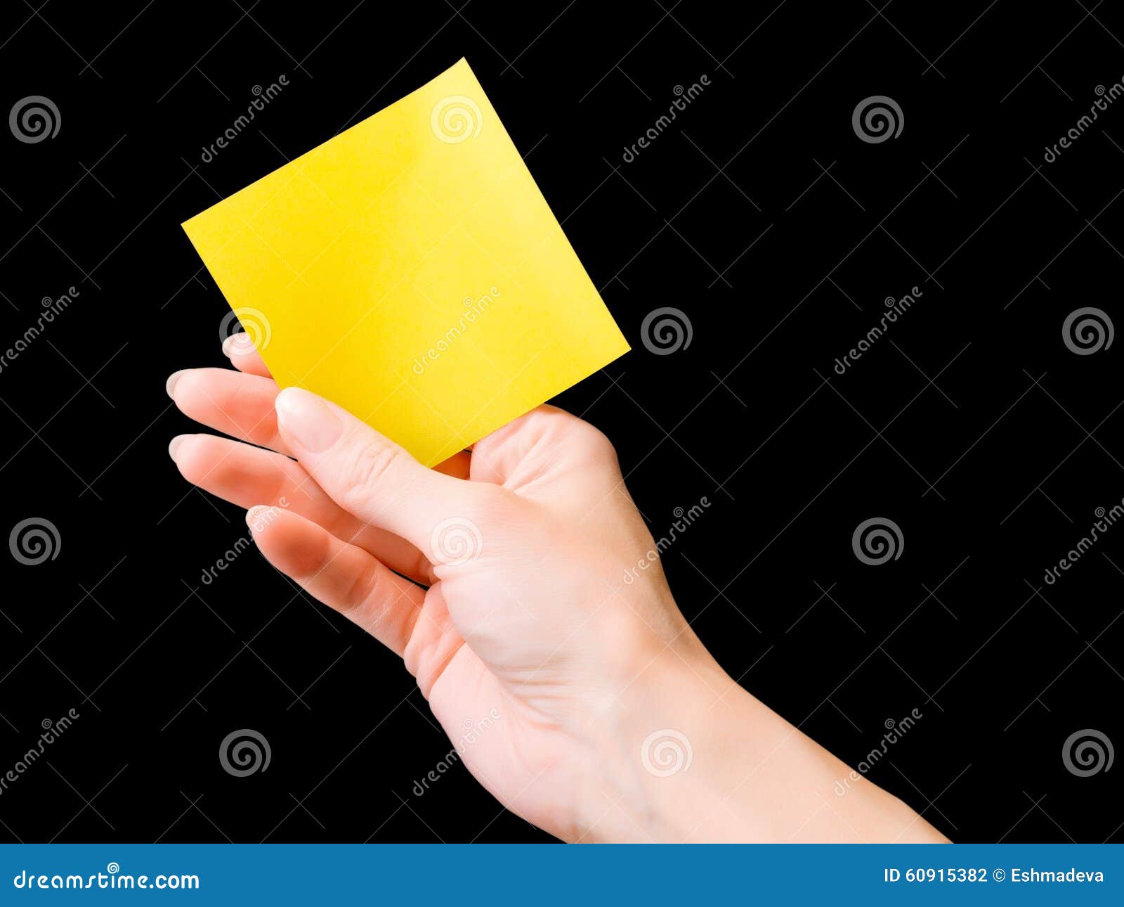 Hand with Yellow Memo Stick Isolated Stock Photo - Image of message ...