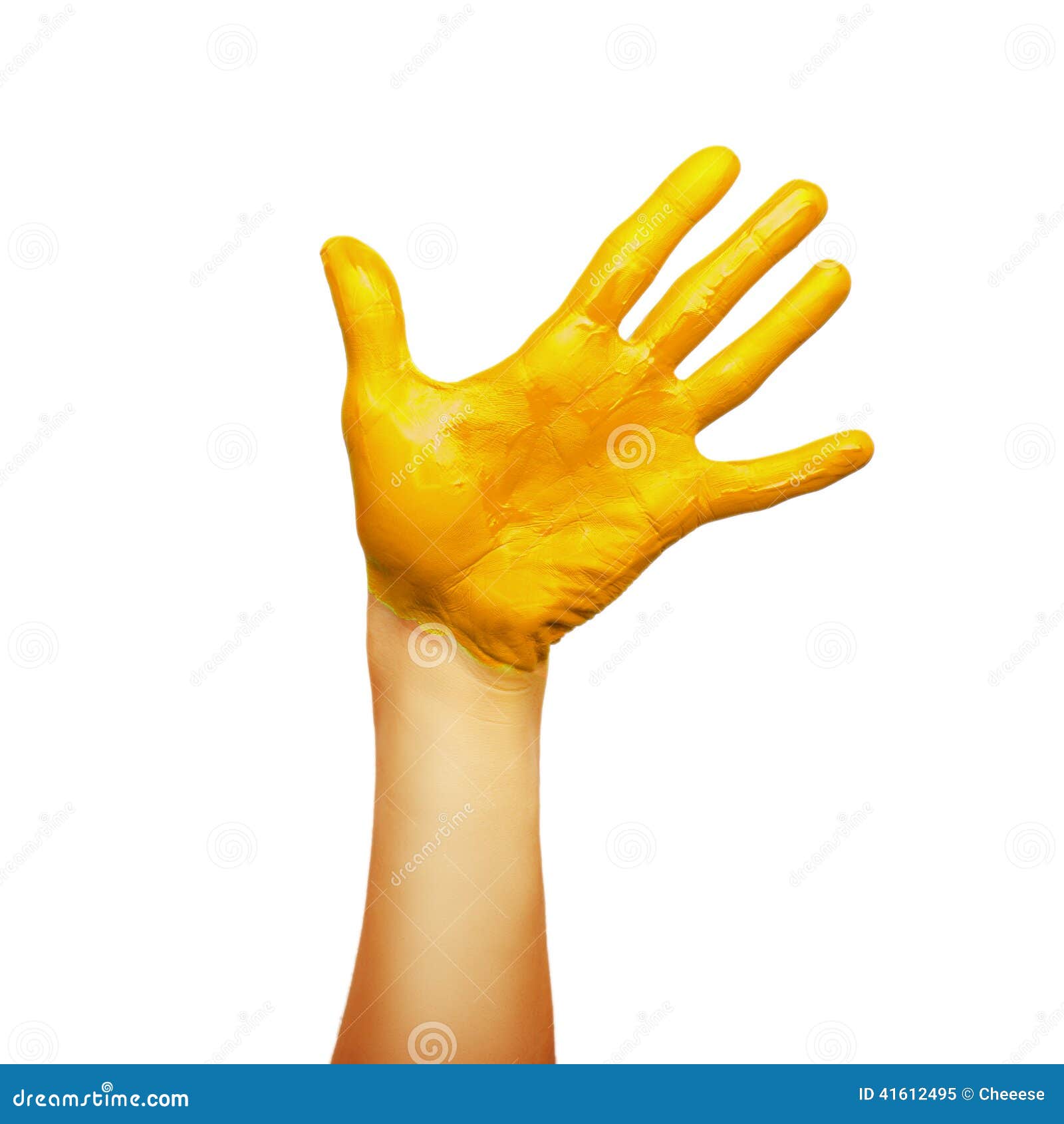 Hand in yellow paint stock image. Image of efficient - 41612495
