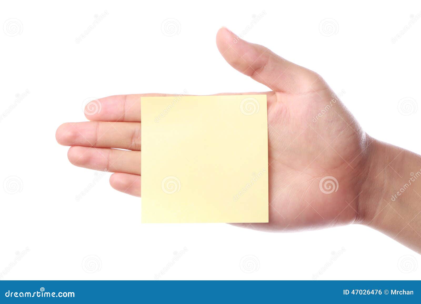 Hand with Yellow Sticky Note Stock Photo - Image of paste, information ...