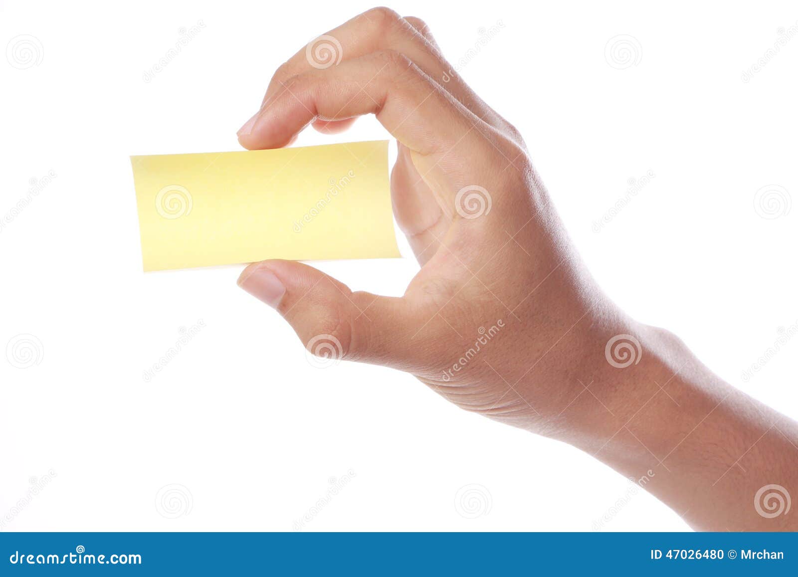 Hand with Yellow Sticky Note Stock Photo - Image of announcement, male ...