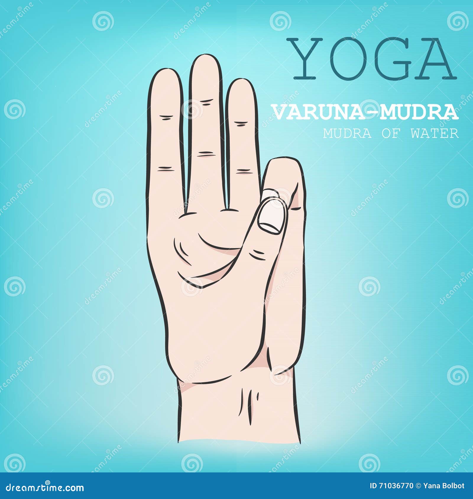 Hand in Yoga Mudra. Varuna-Mudra Stock Vector - Illustration of finger ...