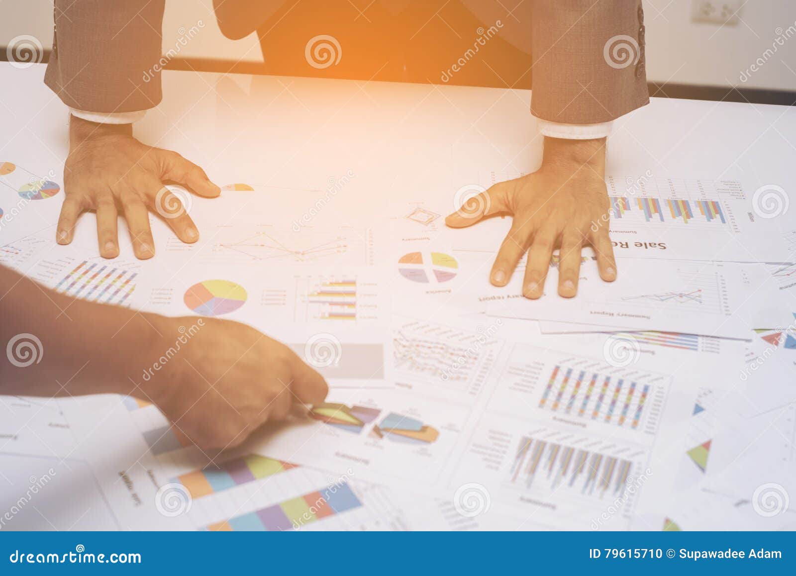 Hand of Young Business People Analyzing Graph and Chart Document Stock ...