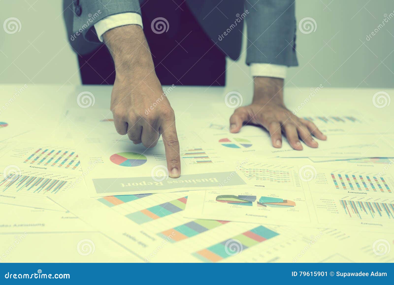 Hand of Young Business People Analyzing Graph and Chart Document Stock ...