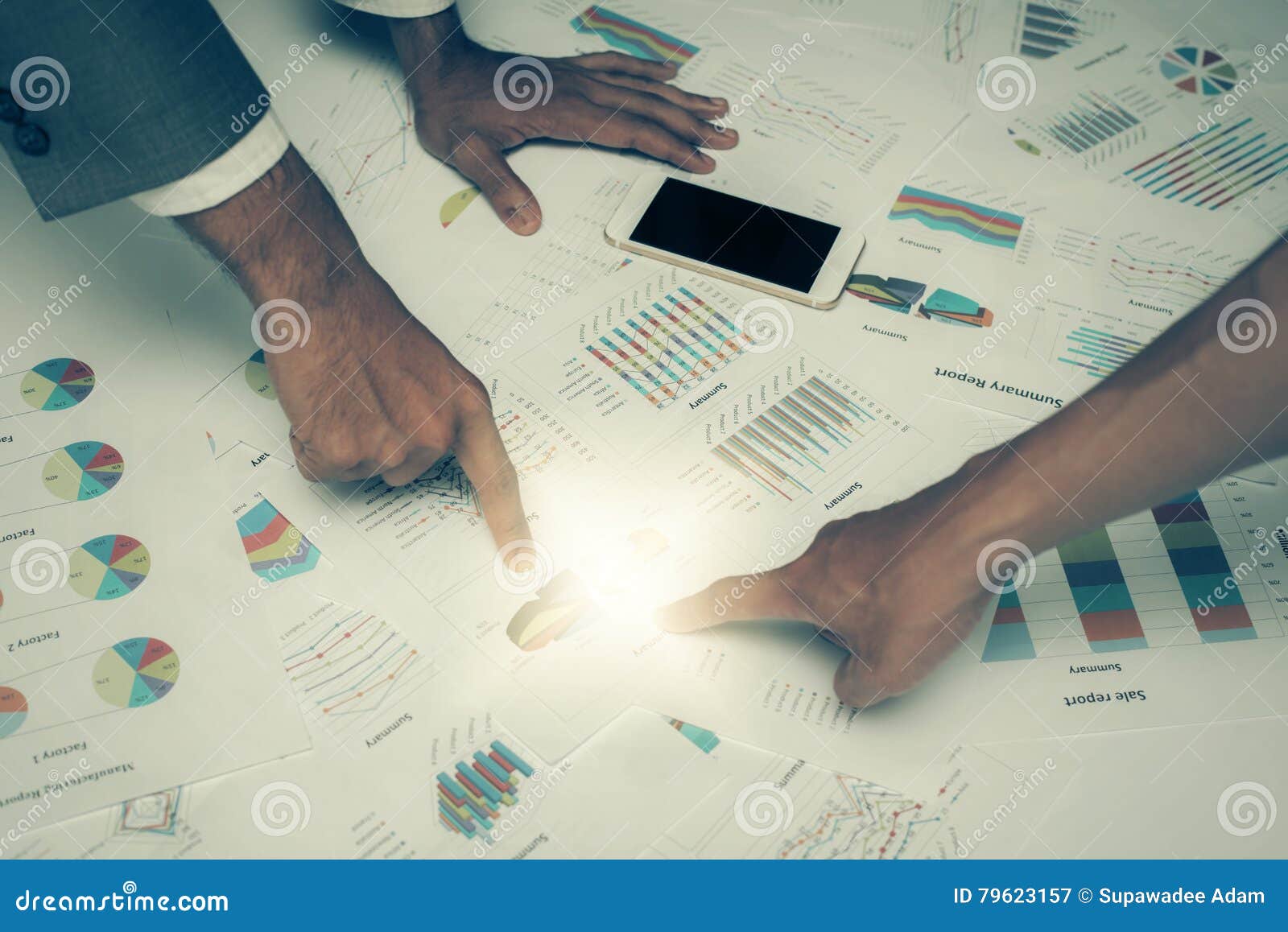 Hand of Young Business People Analyzing Graph and Chart Document Stock ...