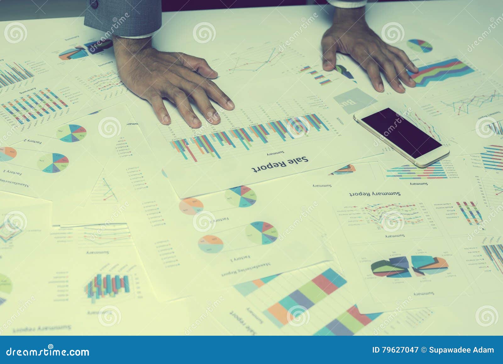 Hand of Young Business People Analyzing Graph and Chart Document Stock ...