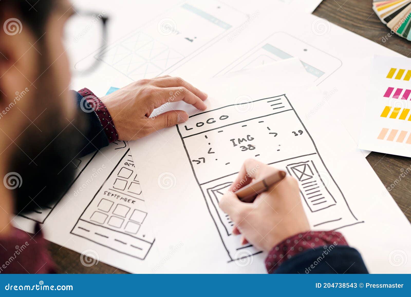 Hand of Young Contemporary Developer of Mobile Application Drawing ...