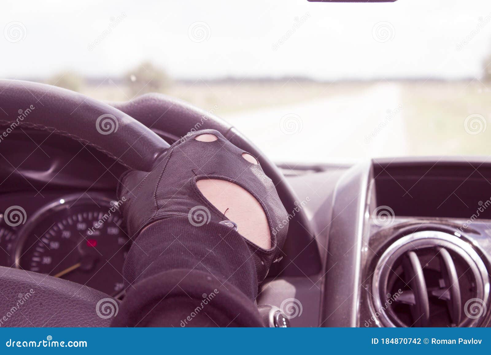 The Hand of a Young Driver in a Leather Glove Stock Photo - Image of ...