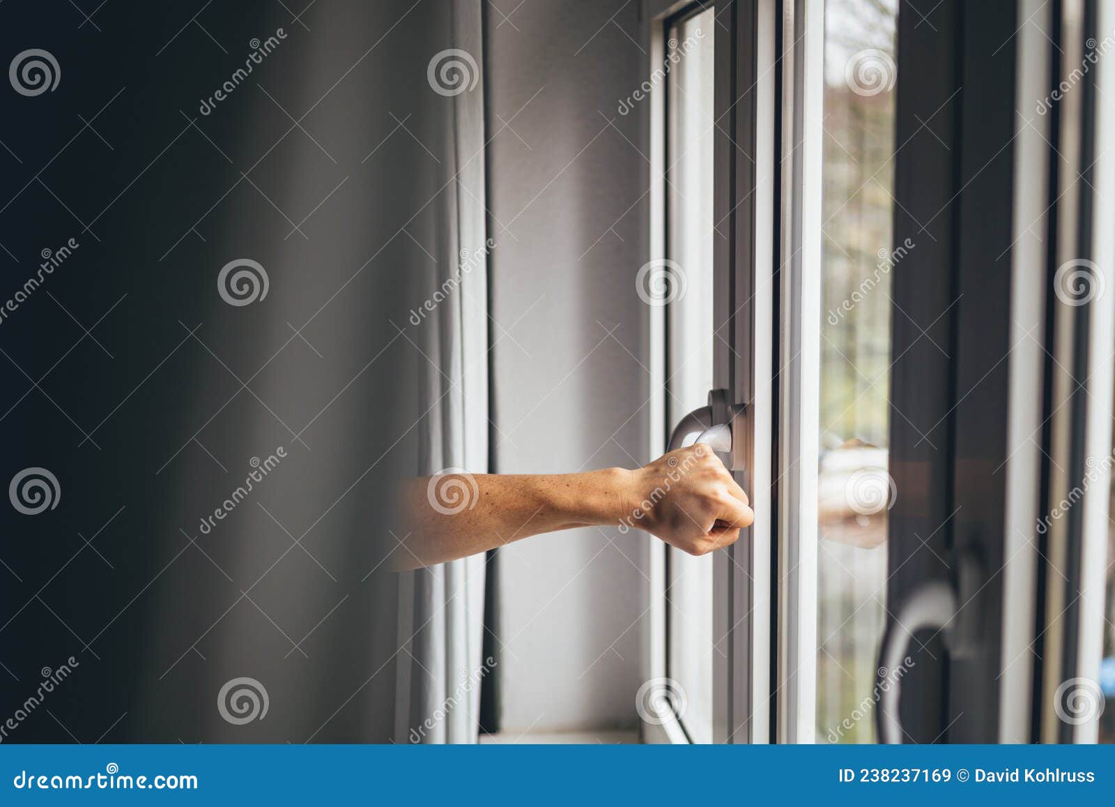 Hand of Young Man Opening Window Stock Image - Image of hand, house ...