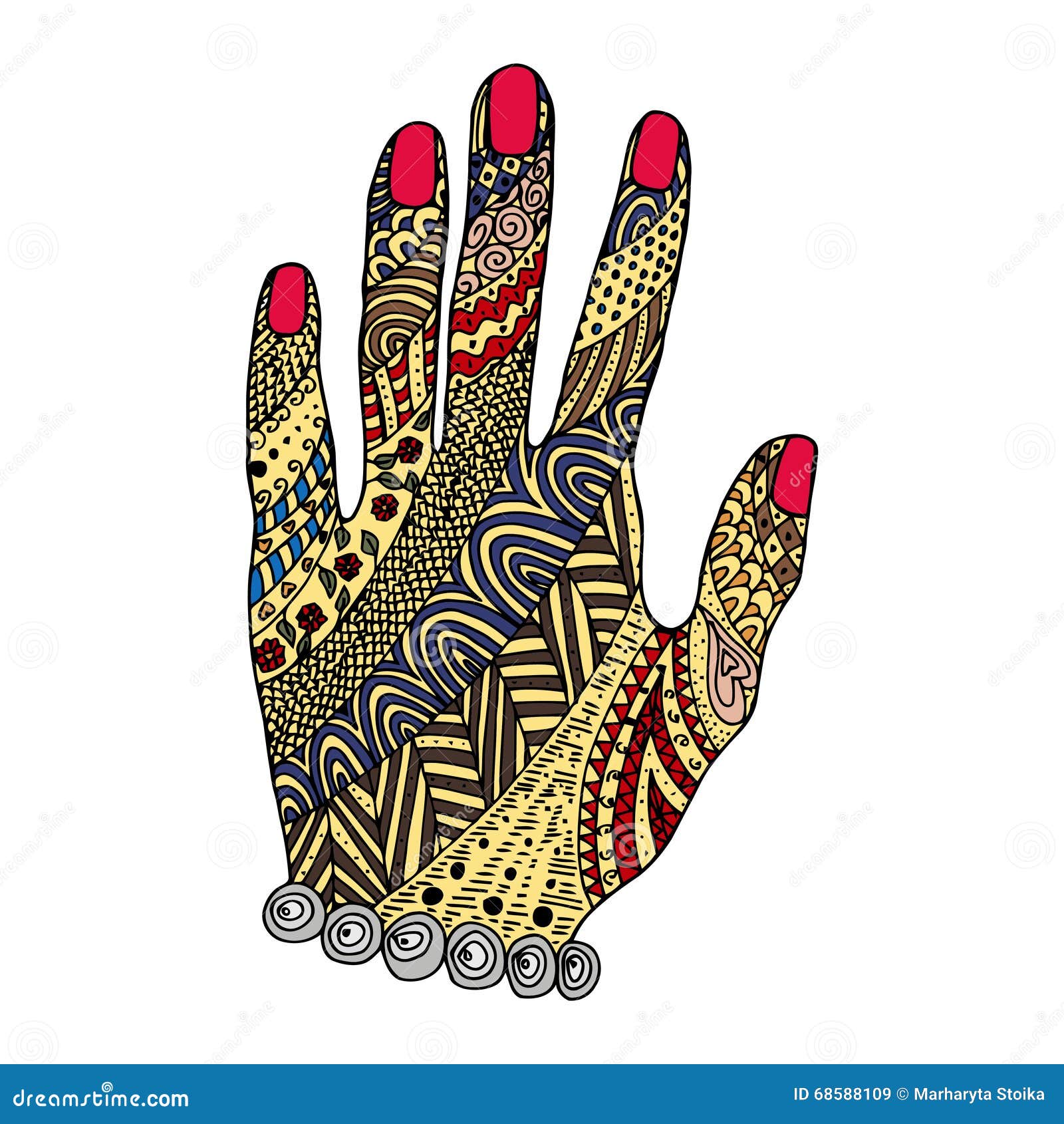 Hand Zen Tangle, Zen Doodle. Hand Tatoo Stock Vector - Illustration of ...