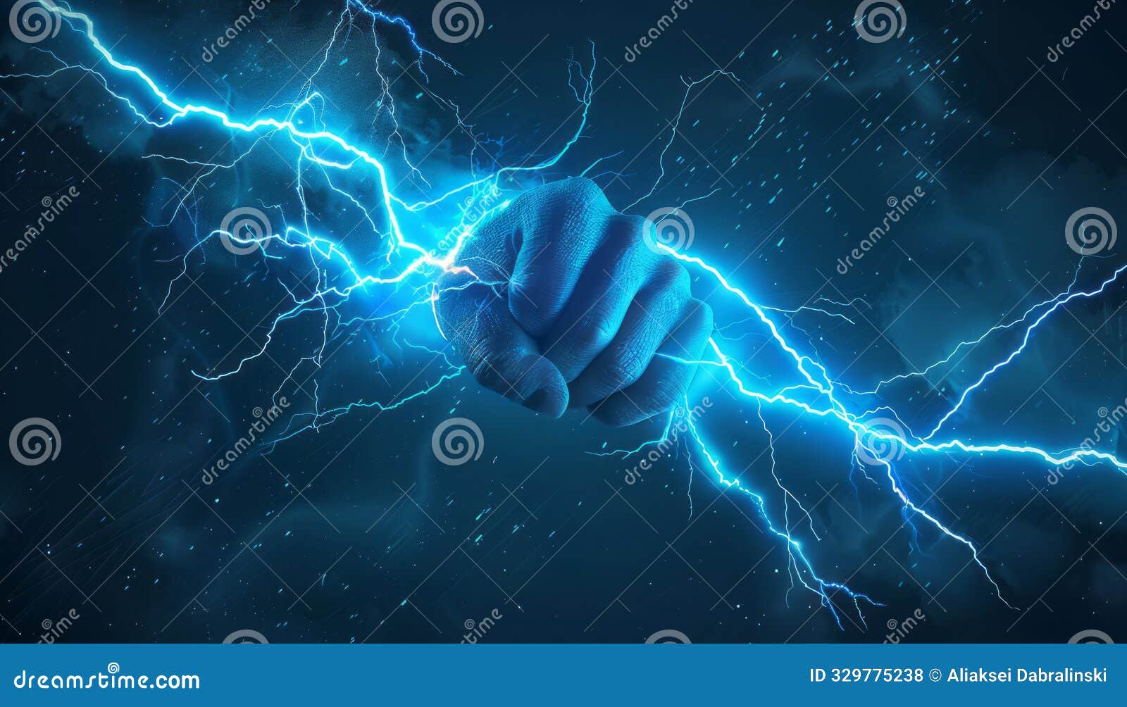 The Hand of Zeus Holds Lightning Bolts in the Sky Stock Photo - Image ...