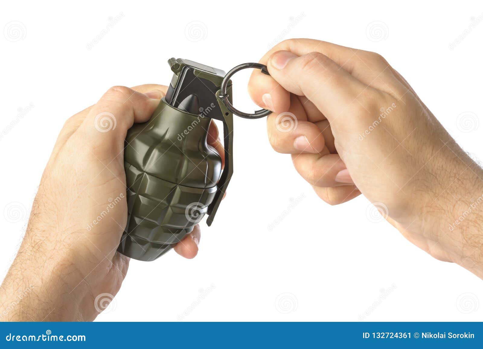 Hand Zieht Eine Kontrolle Von Einer Granate Stockbild - Bild von armee ...