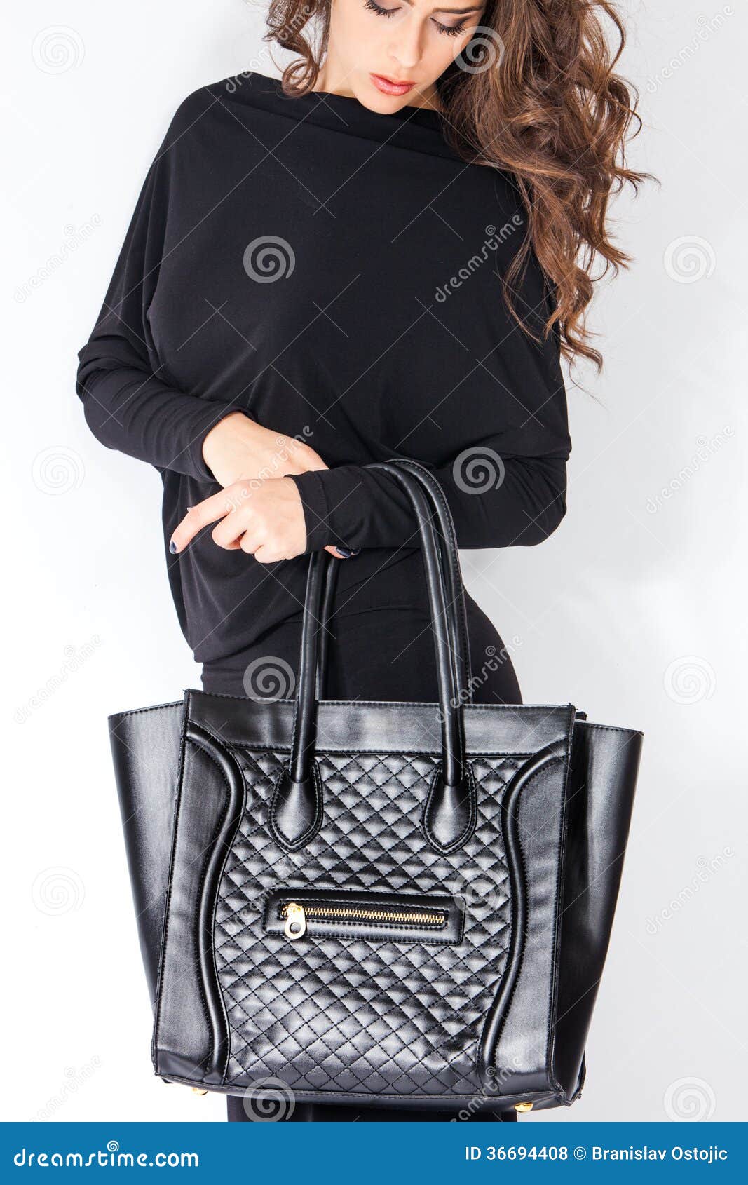 Handbag stock photo. Image of hold, handbag, black, model - 36694408
