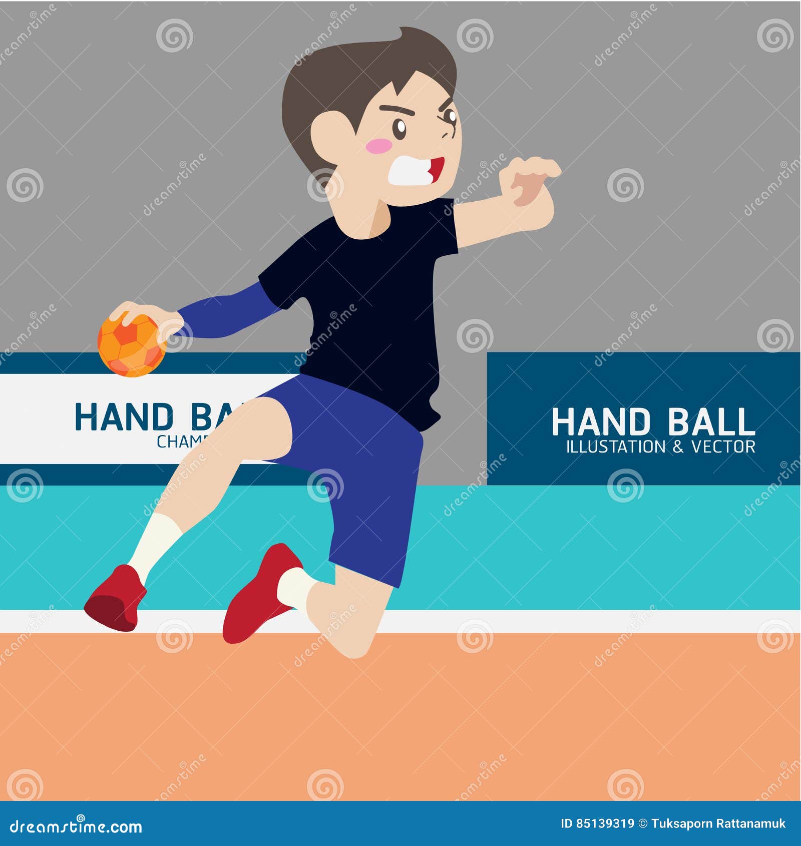 Handball Athletic Sport Vector Cartoon Stock Vector - Illustration of ...