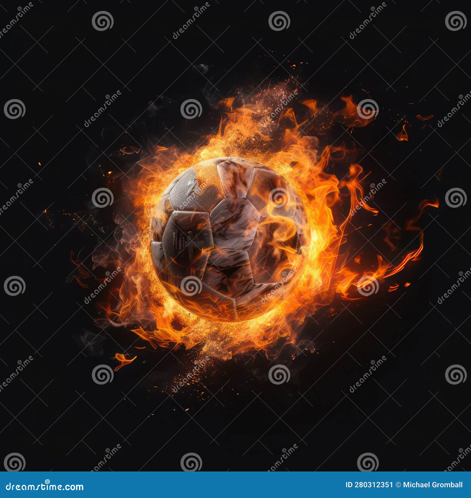 Handball in Flames Created with Generative AI Stock Illustration ...