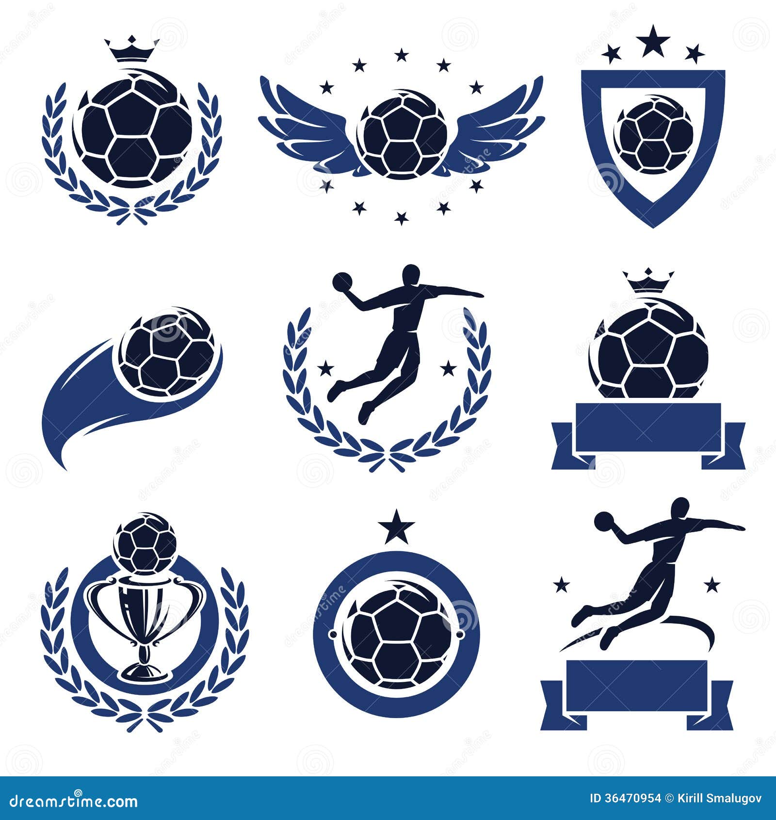 Handball Labels and Icons Set. Vector Stock Vector - Illustration of ...