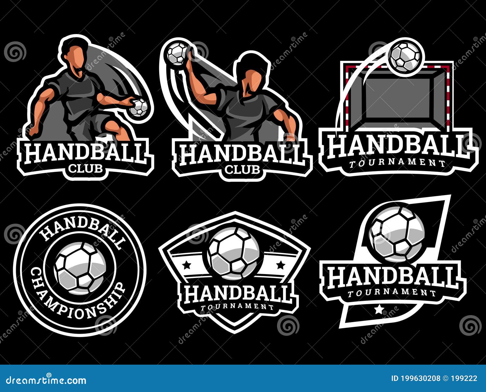Handball Logo and Badge Set Vector Image Stock Vector - Illustration of ...