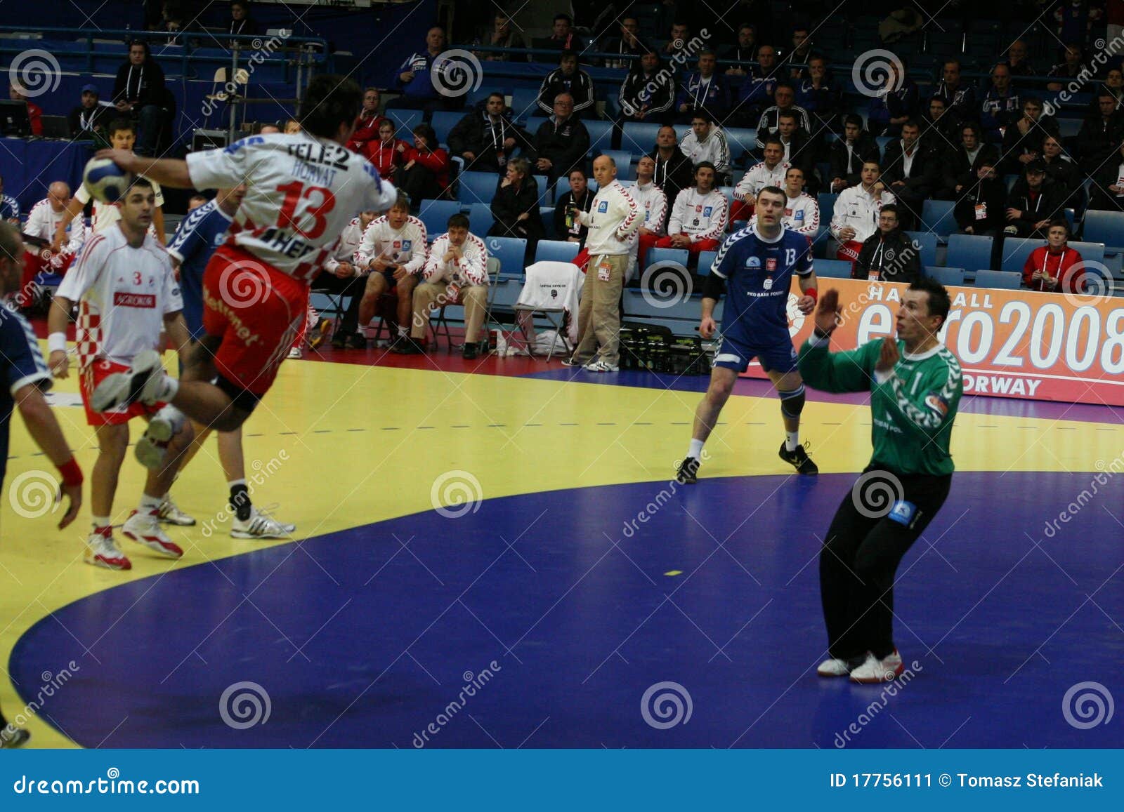 Handball Player Jumping with the Ball Editorial Photo - Image of event ...
