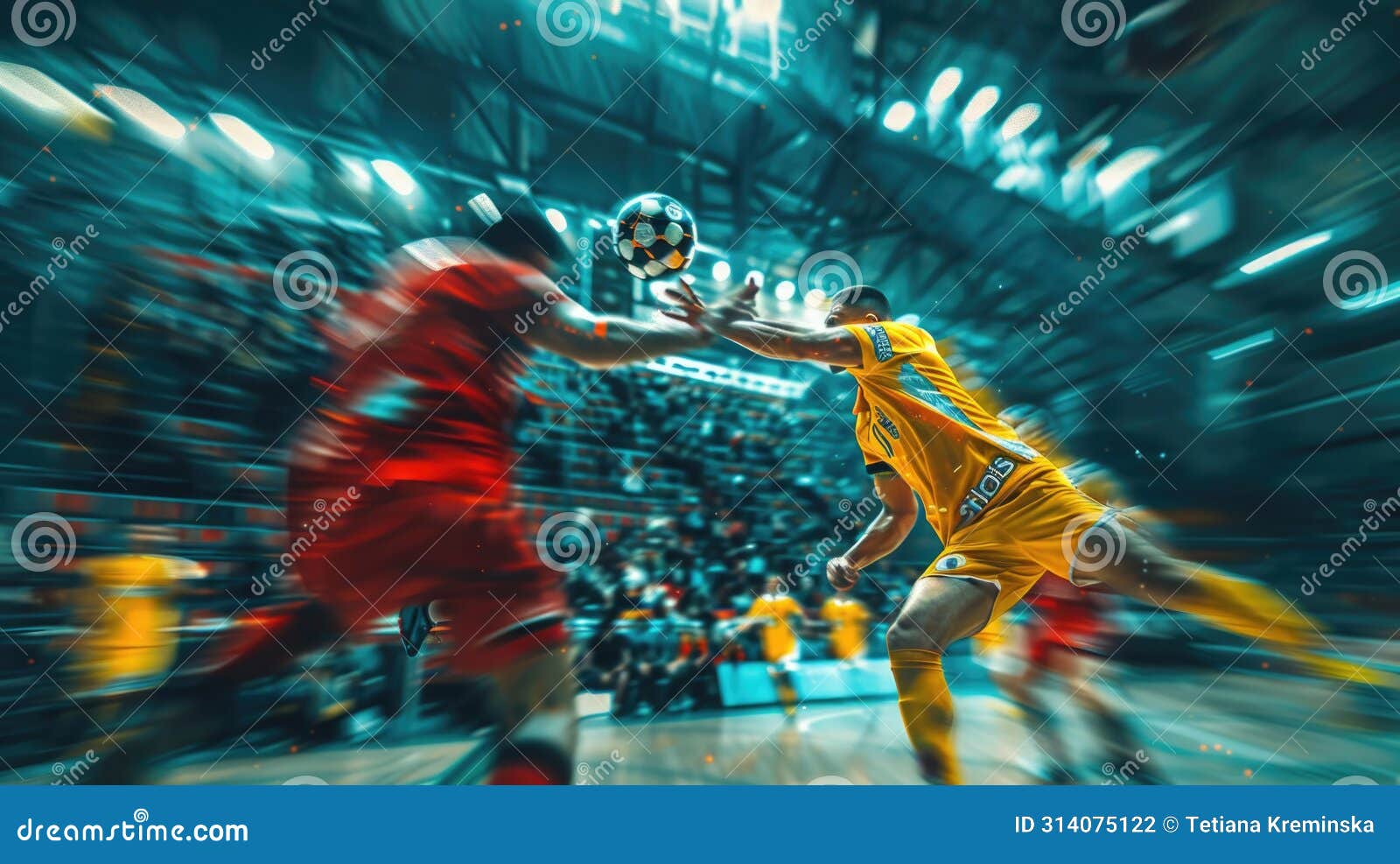 A Handball Player in the Midst of a Powerful Throw Towards the Goal ...