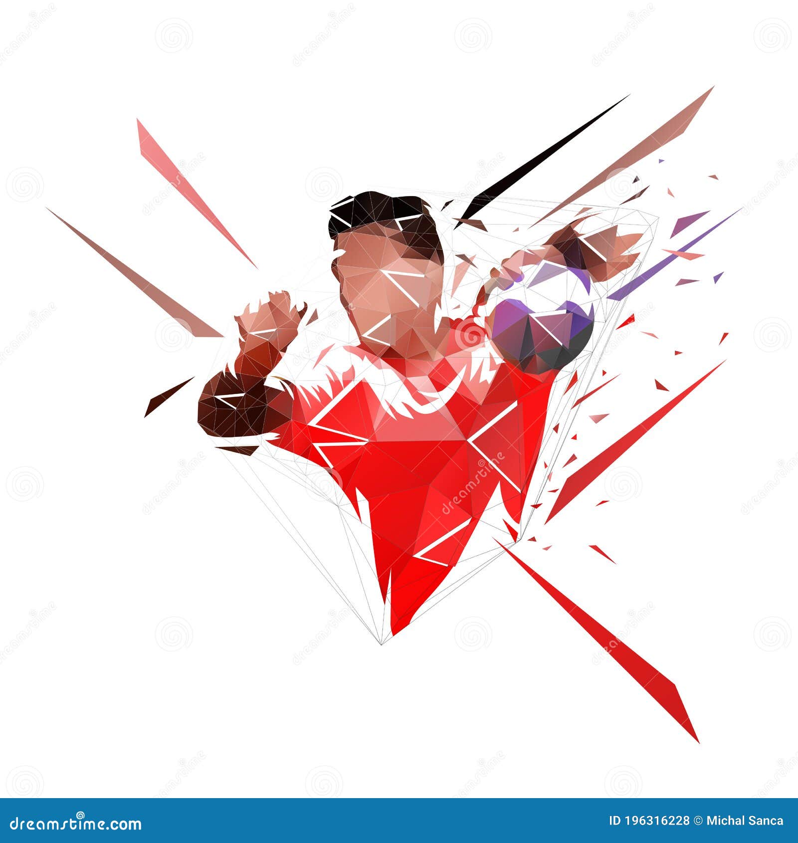 Handball Player Shooting Ball, Low Polygonal Geometric Vector ...