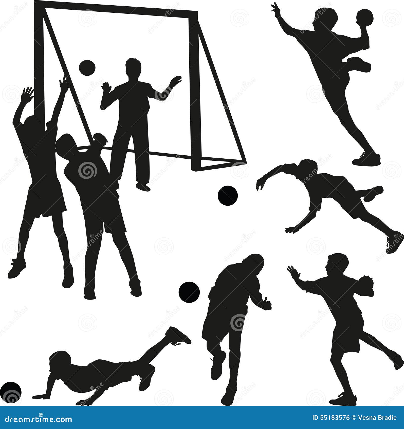 Handball Player Silhouette Vector Stock Vector - Illustration of ball ...