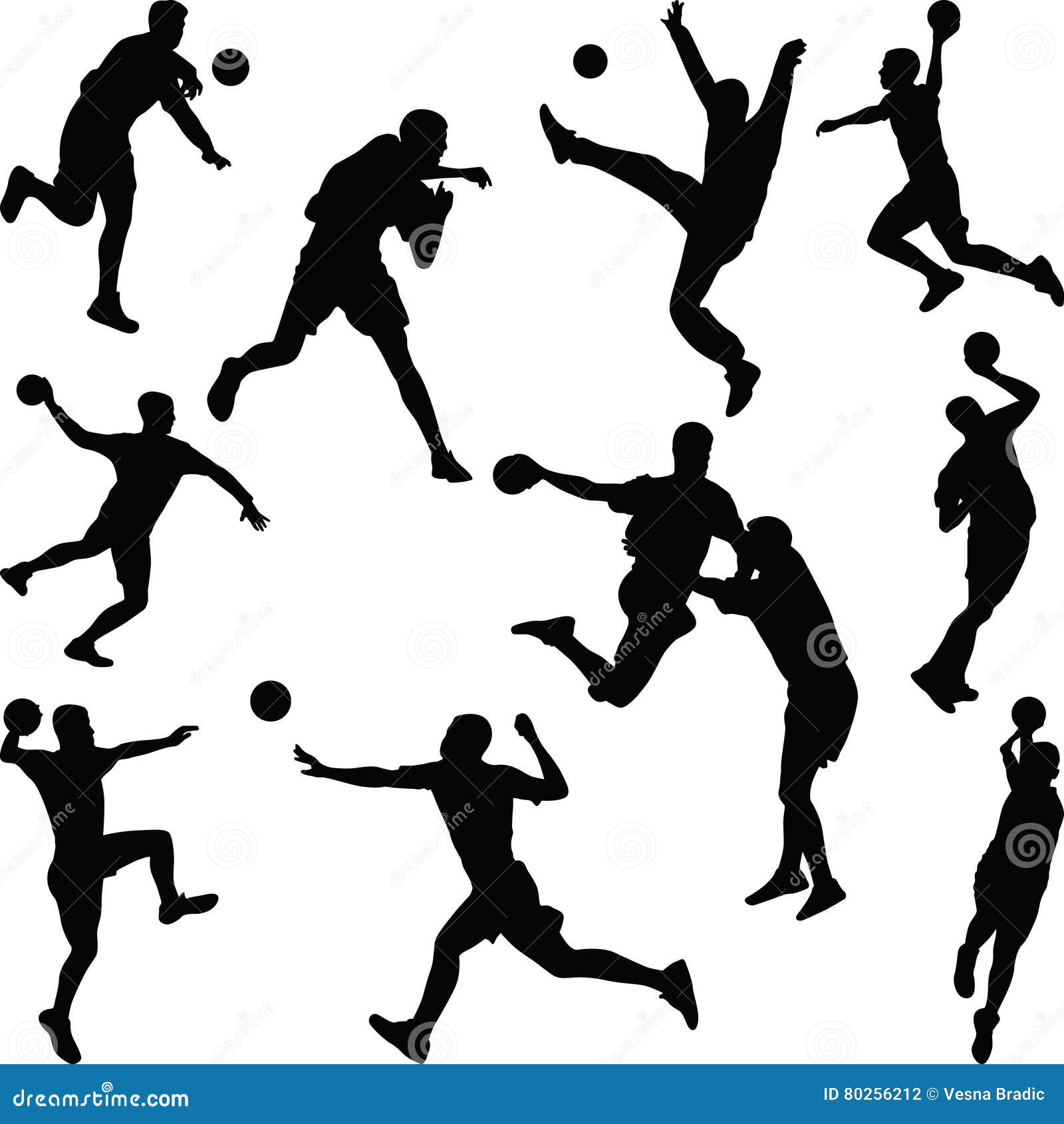 Handball Player Silhouette Vector Stock Vector - Illustration of woman ...
