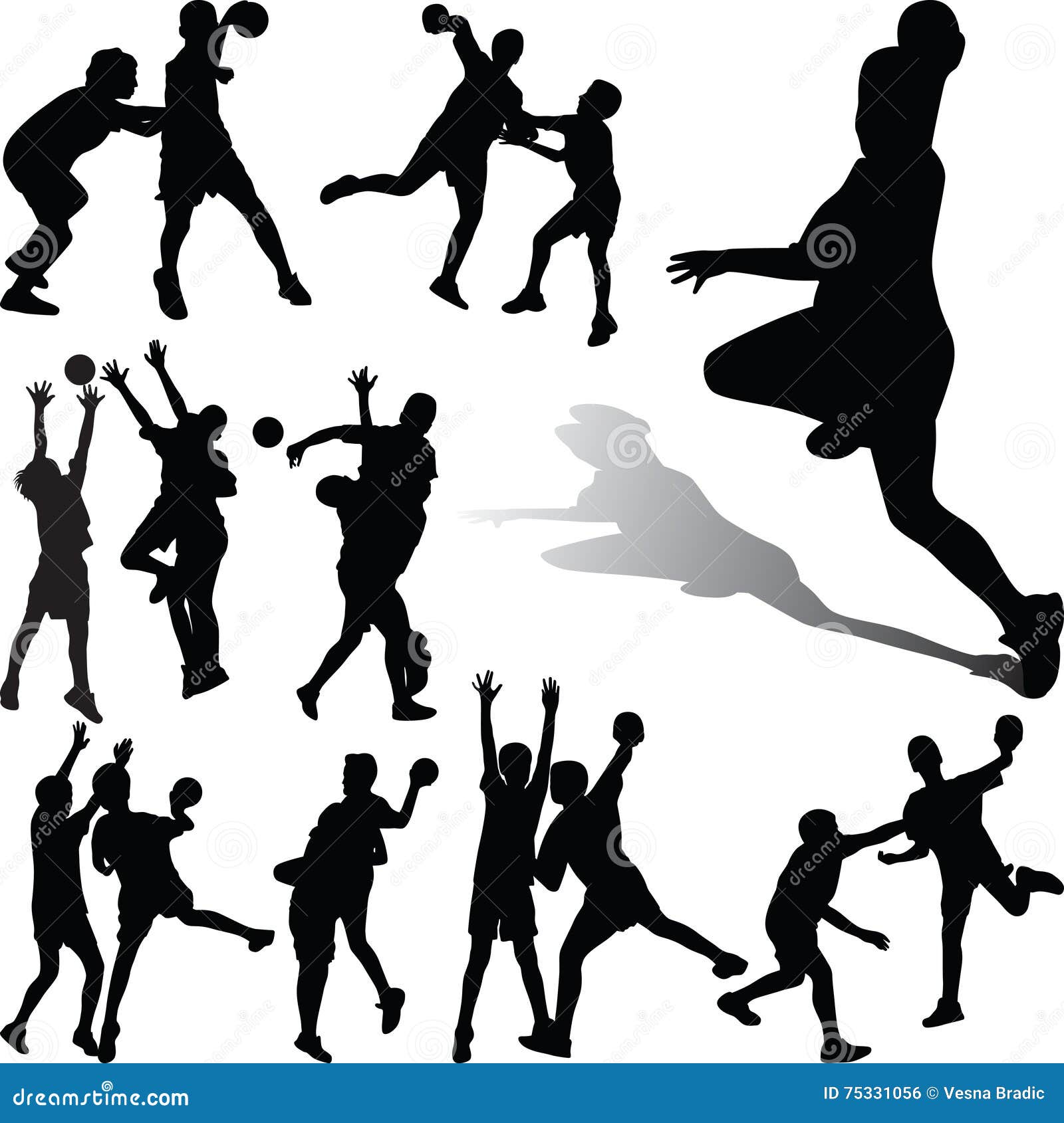 Handball Player Silhouette Vector Stock Vector - Illustration of sport ...
