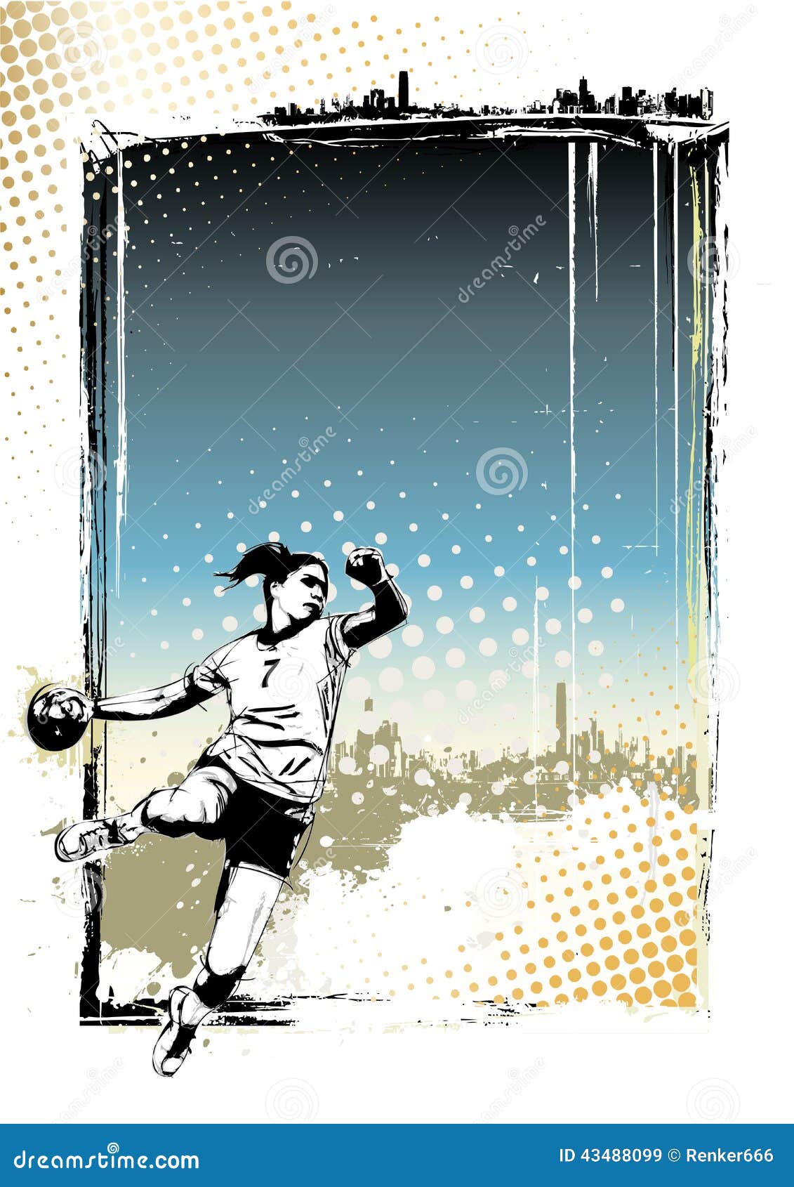Handball Poster Background Cartoon Vector | CartoonDealer.com #43488099