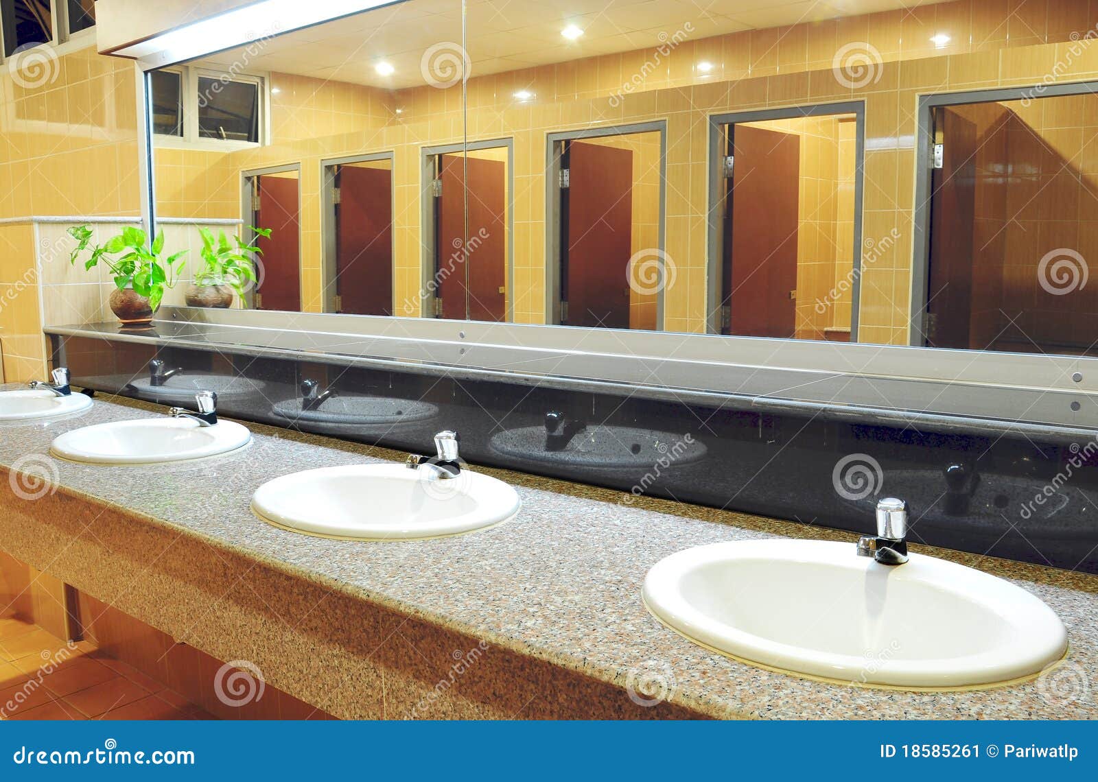 Handbasin and Mirror in Toilet Stock Image - Image of modern, home ...