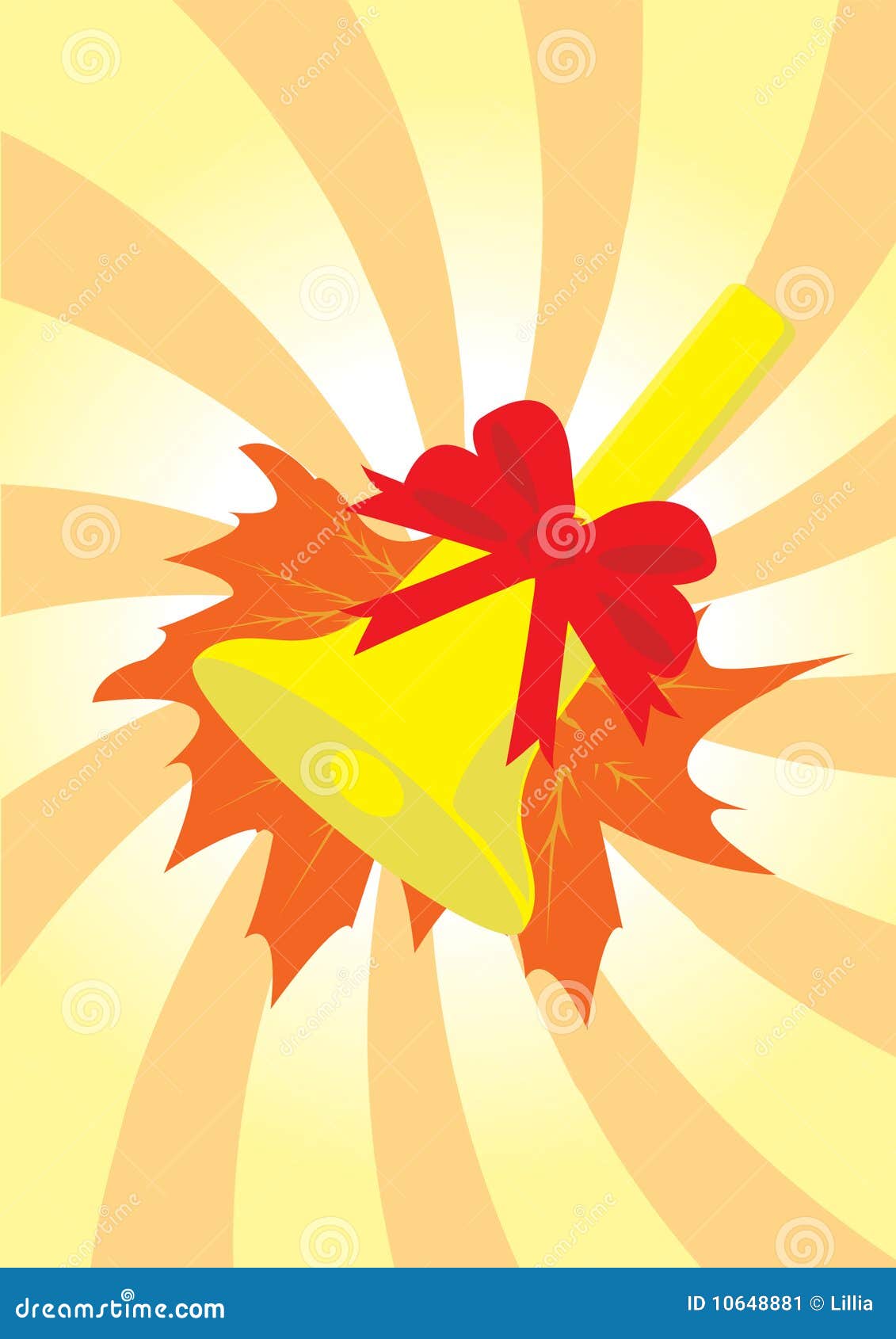 Handbell with Maple Leaves on Striped Background Stock Vector ...