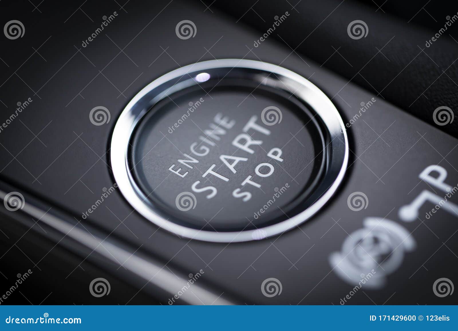 Handbrake button close up stock photo. Image of handbrake - 171429600