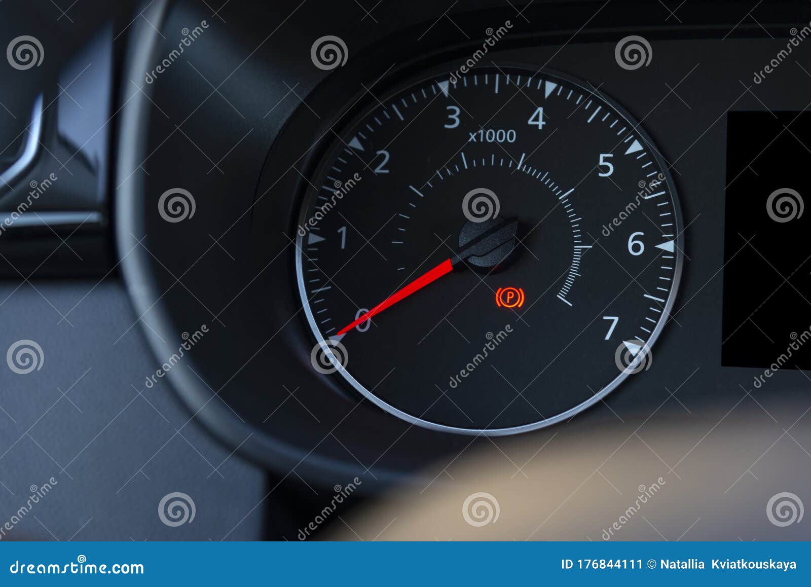Handbrake Icon on the Dashboard. Modern Light Car Mileage Stock Image ...