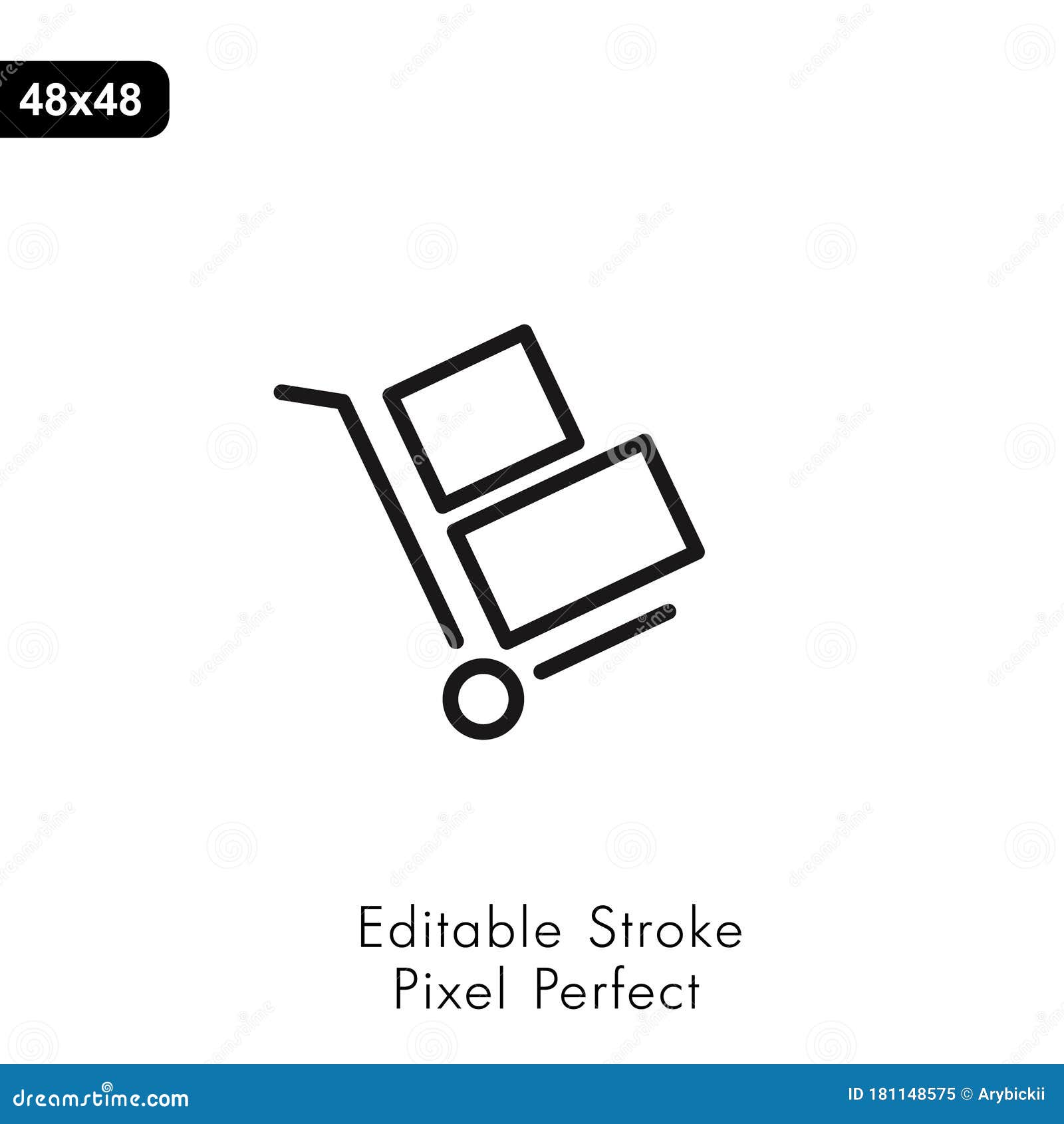 Handcart icon vector stock vector. Illustration of parcel - 181148575