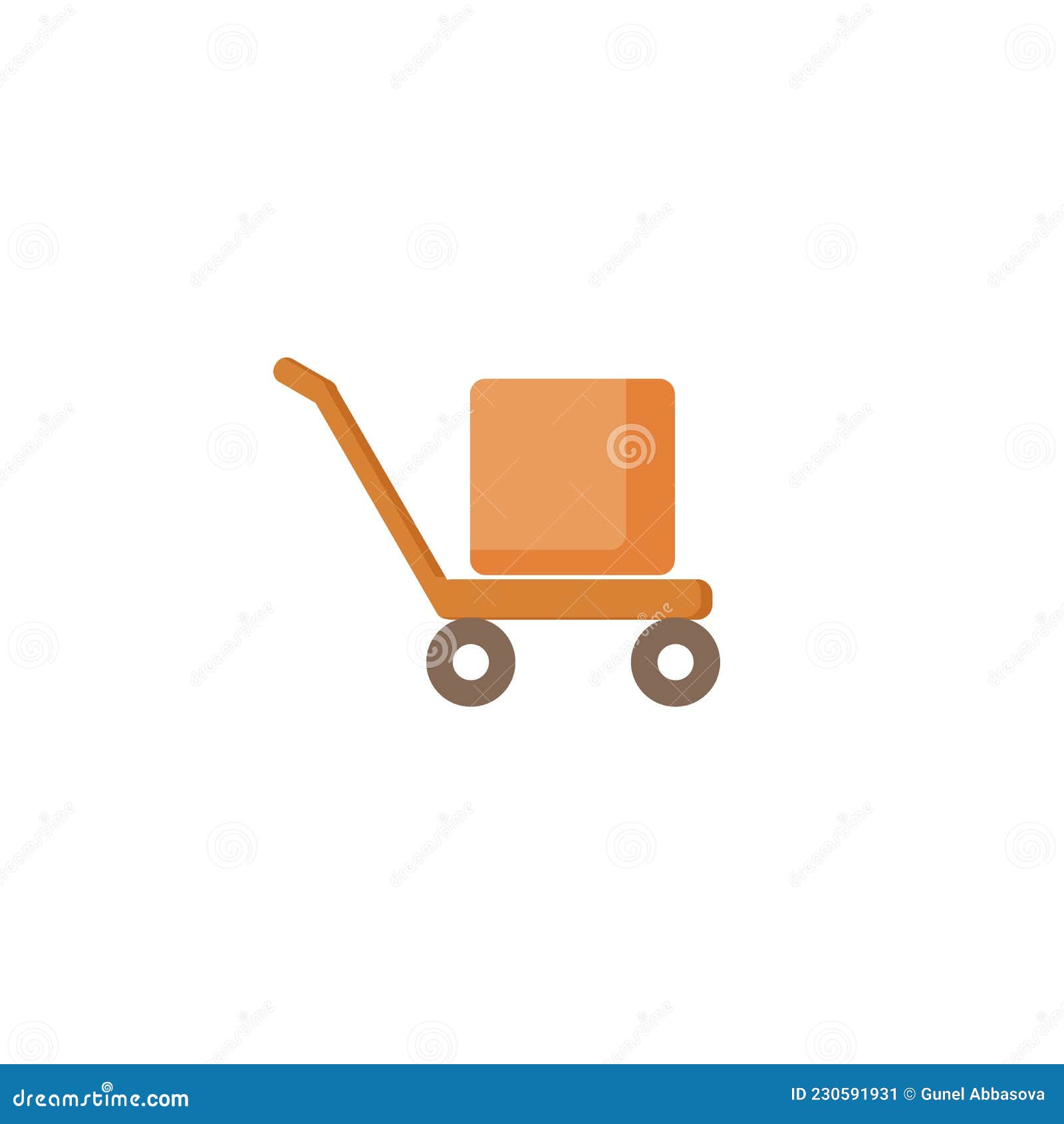 Handcart Colorful Clipart. Handcart Flat Illustration Stock Vector ...