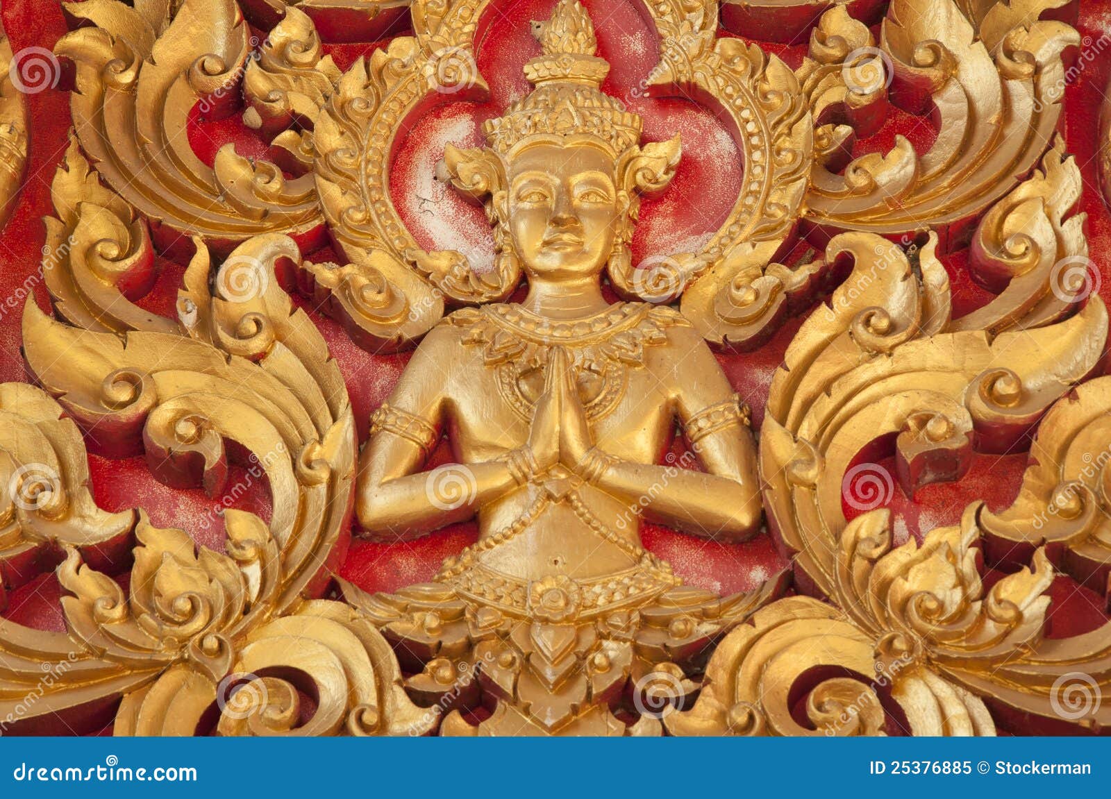 Handcraf Thai Style Golden Deva Stock Image - Image of religion, sacred ...
