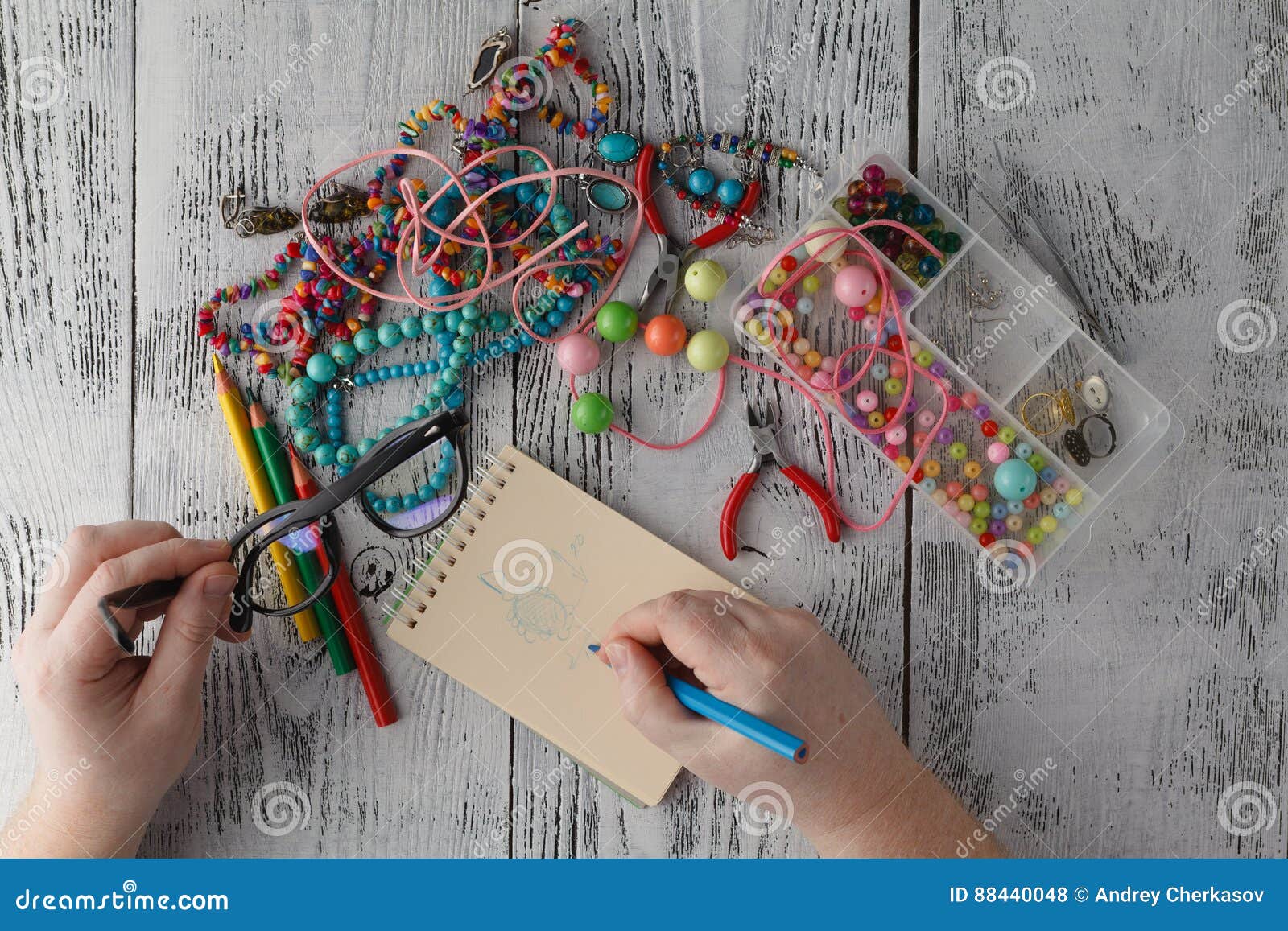 Handcraft beads on table stock photo. Image of decorative - 88440048
