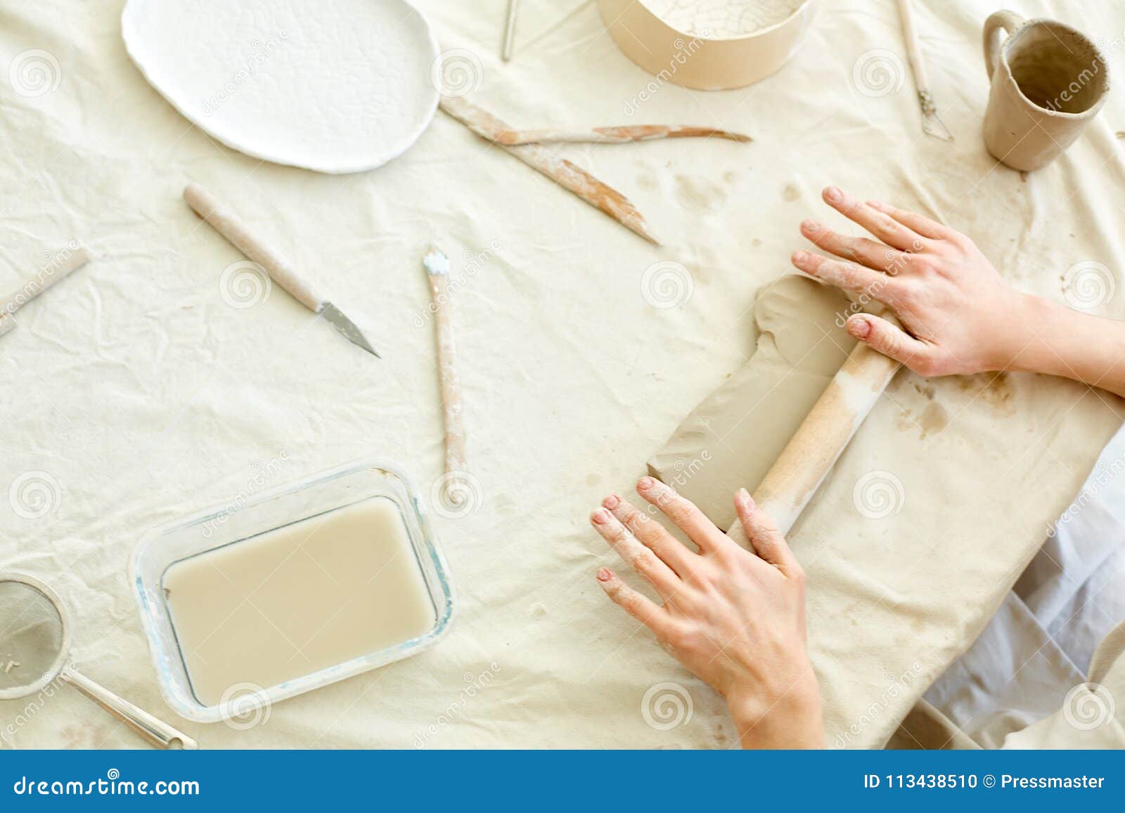 Rolling clay stock photo. Image of creation, creative - 113438510