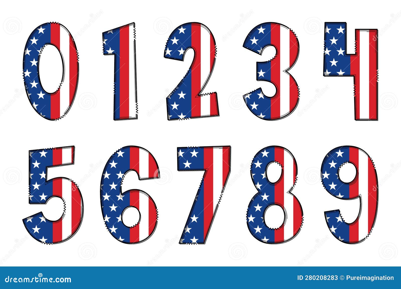 Handcrafted American Flag Letters. Color Creative Art Typographic ...