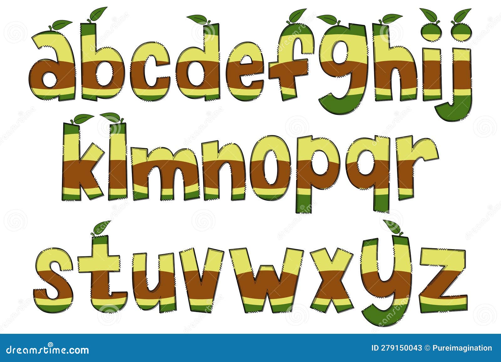 Handcrafted Avocado Letters. Color Creative Art Typographic Design ...