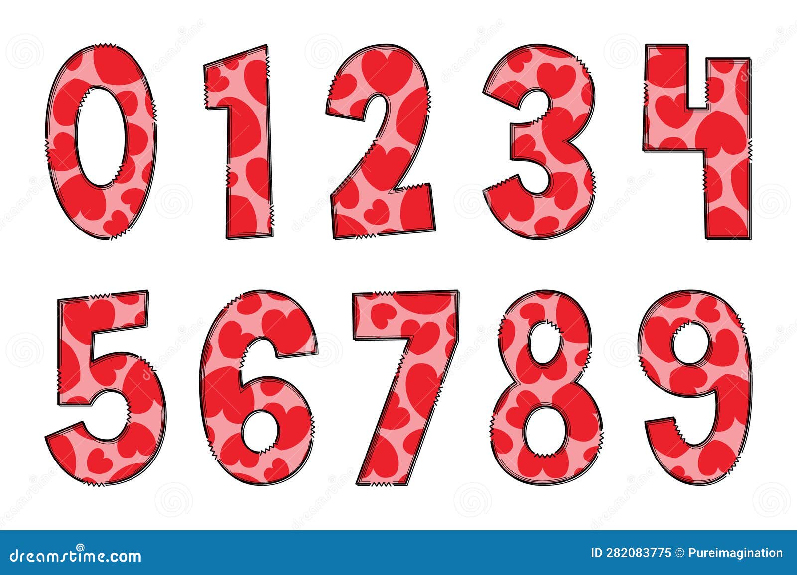 Handcrafted Big Love Numbers. Color Creative Art Typographic Design ...