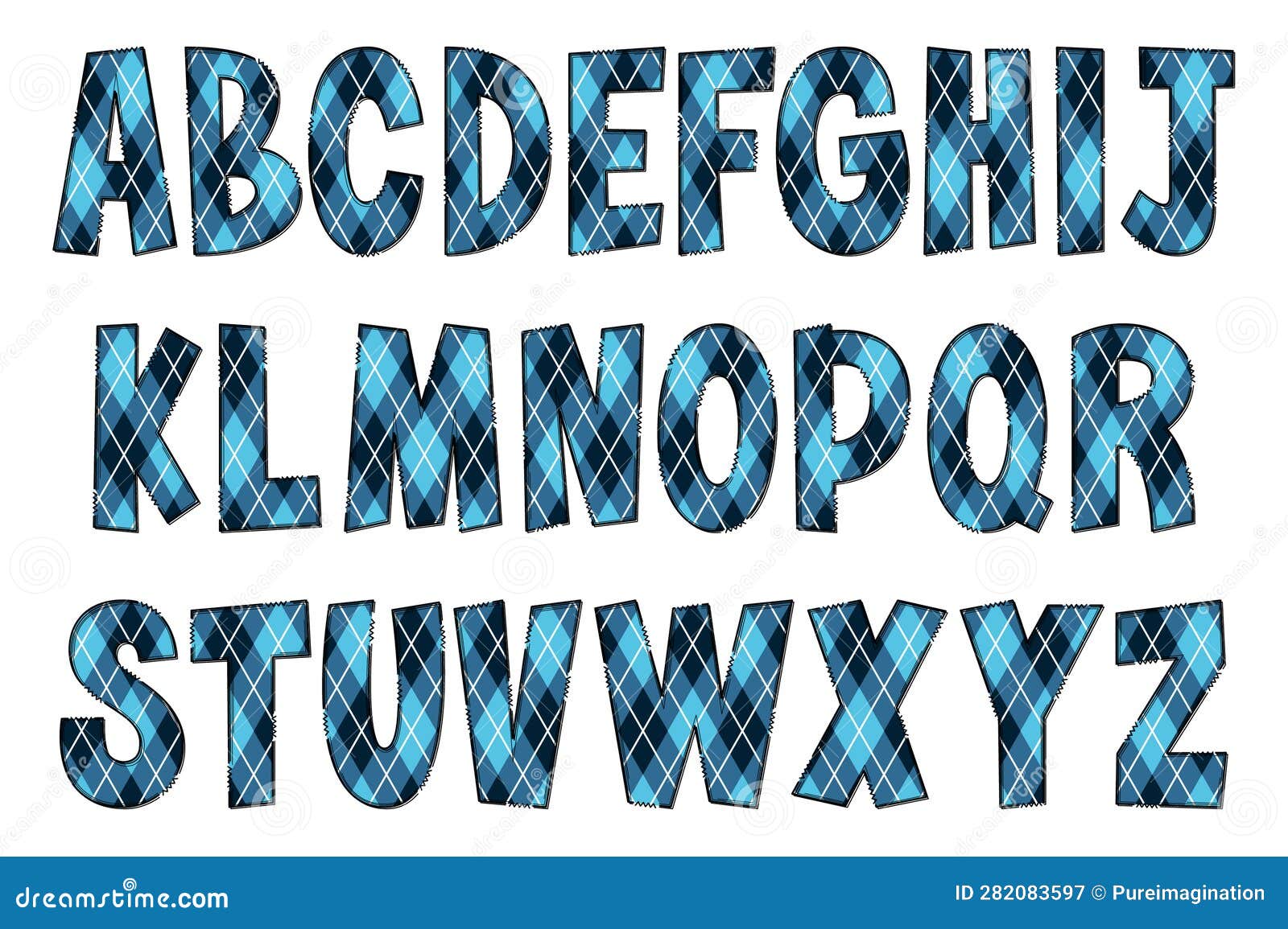 Handcrafted Blue Geometric Letters. Color Creative Art Typographic ...